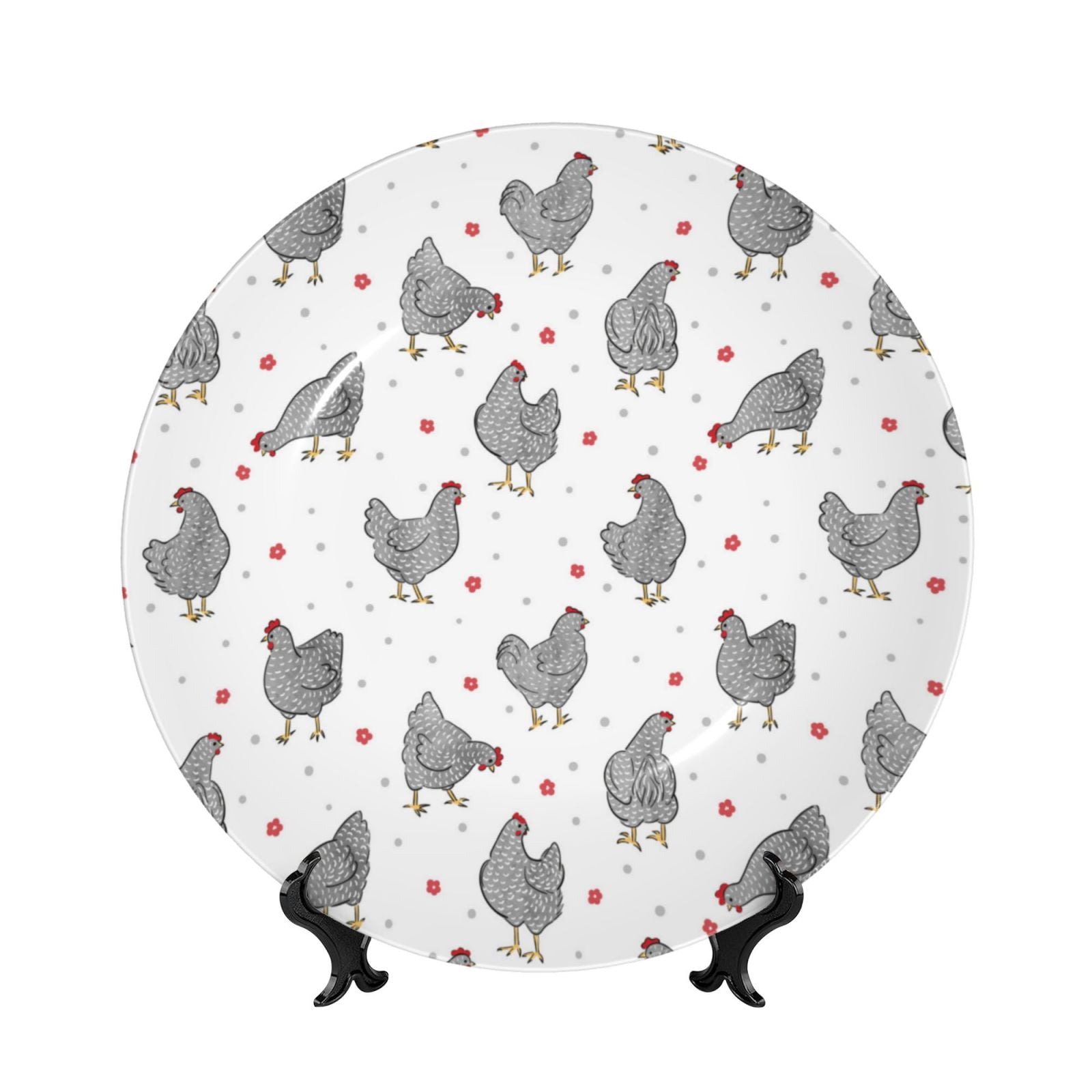 Daiia Funny Chicken Printed Pattern Ceramic Plate Dinner Plates Bone ...
