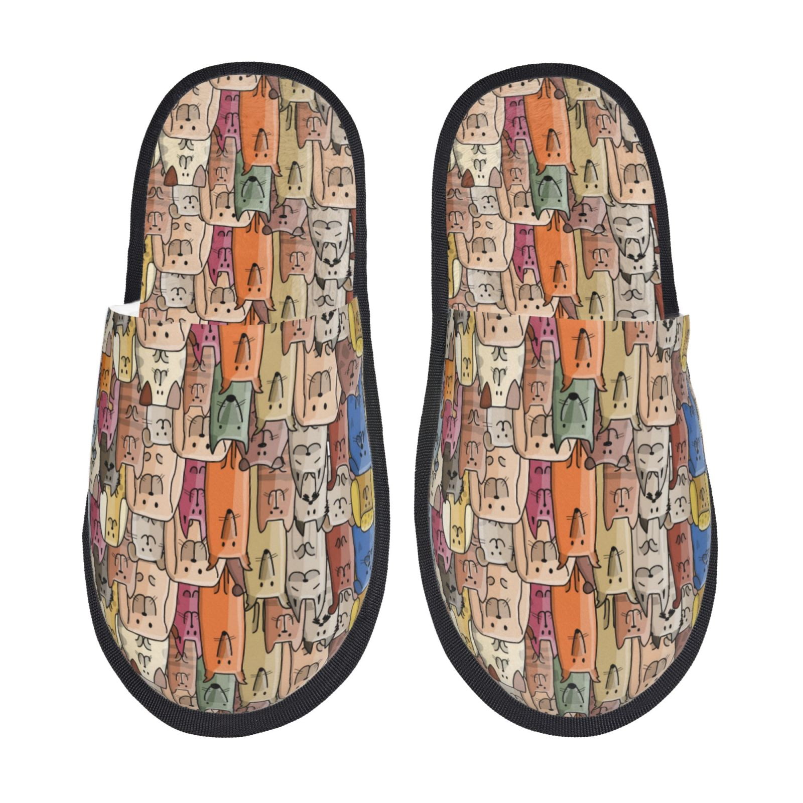Daiia Funny Dogs Family Pattern Furry Slippers for Women and Men, Soft ...