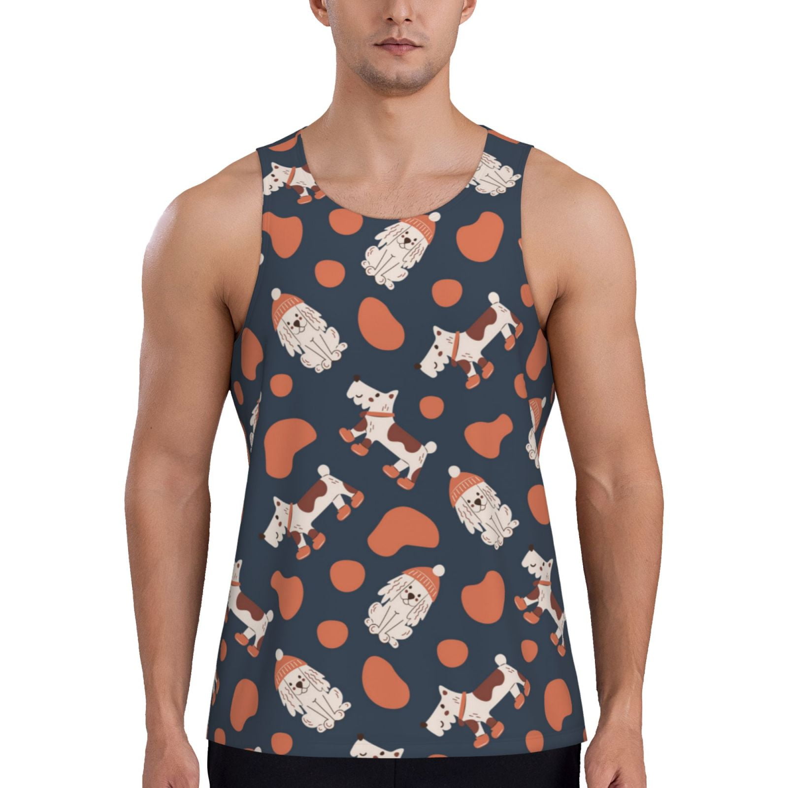 Daiia Funny Dogs Printed Men's Quick Dry Fit Muscle Tank Top Slim-Fit ...