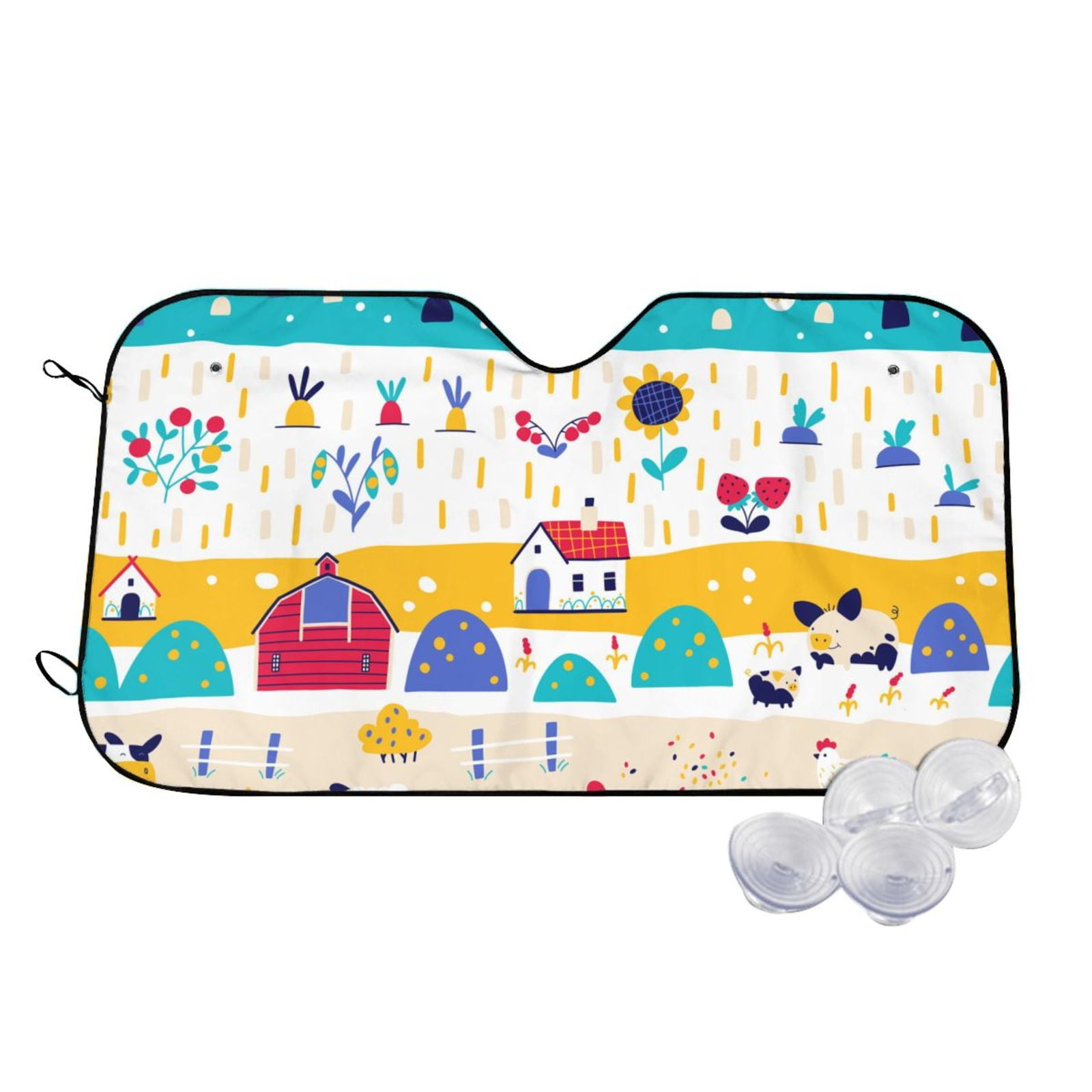 Daiia Funny Farm Windshield Sun Shade for Car SUV Truck (Medium ), Car ...
