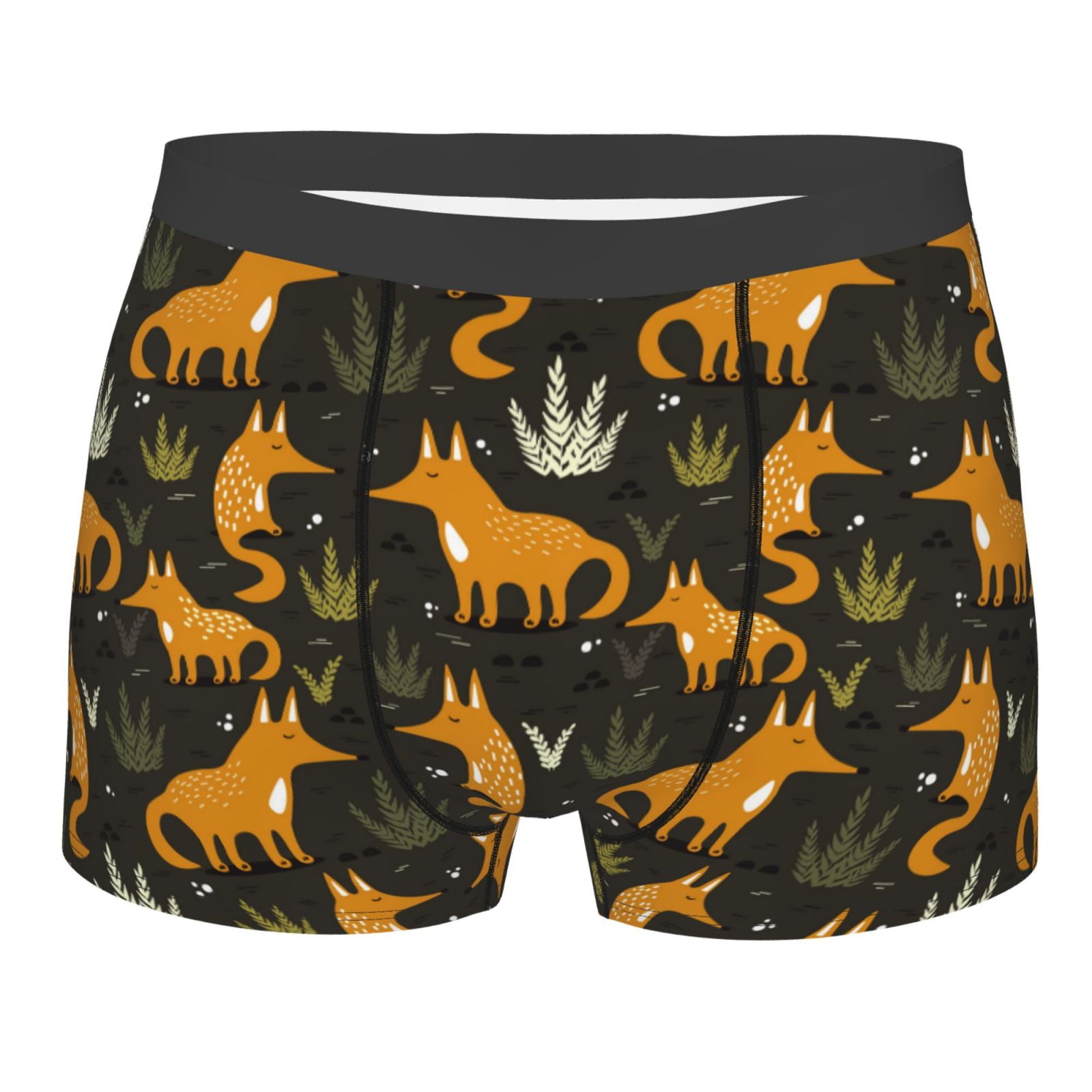 Daiia Funny Fox by the Field Men's Underwear Boxer Briefs, Cotton ...