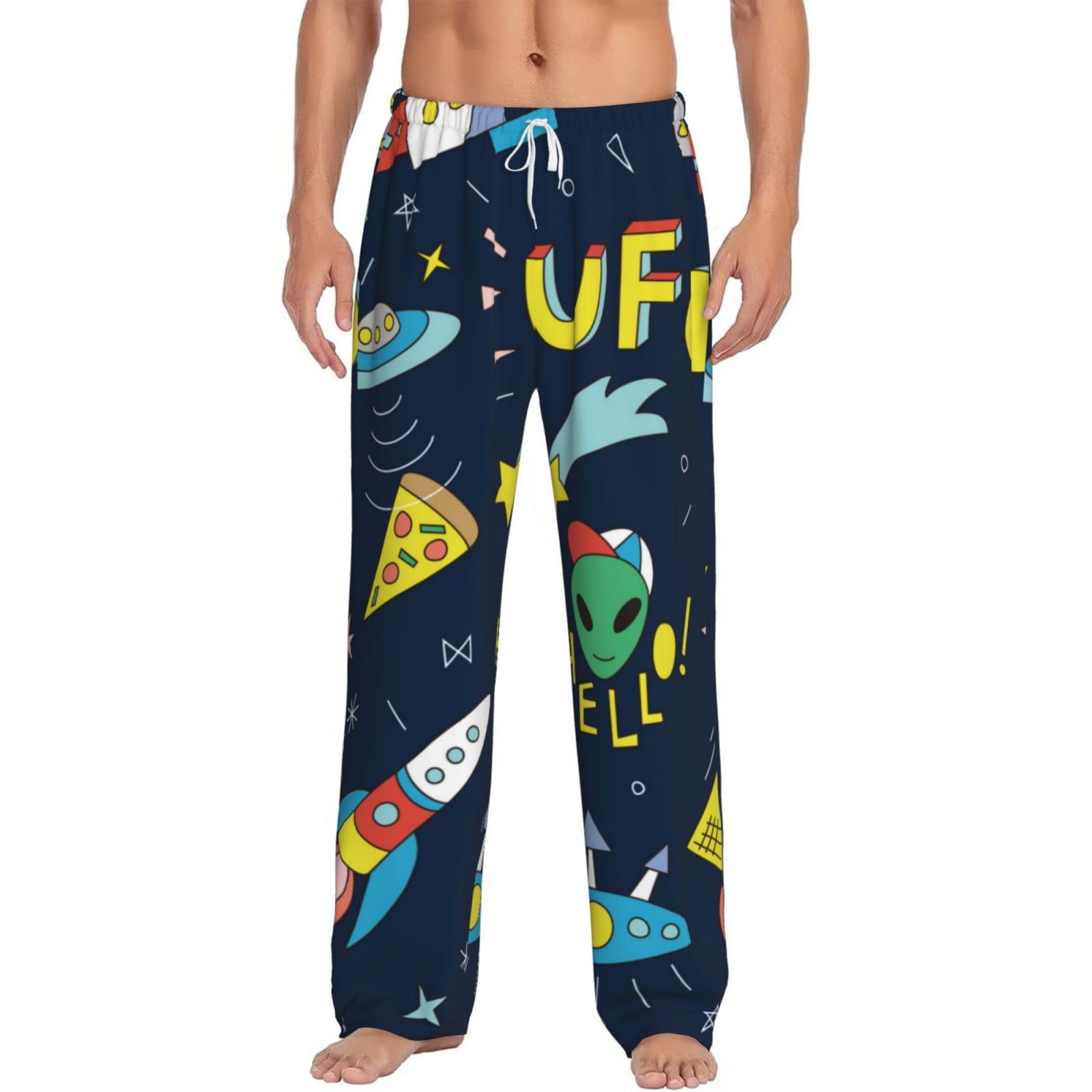 Daiia Funny Spaceships Men's Sleep Pant with Pockets and Drawstring ...