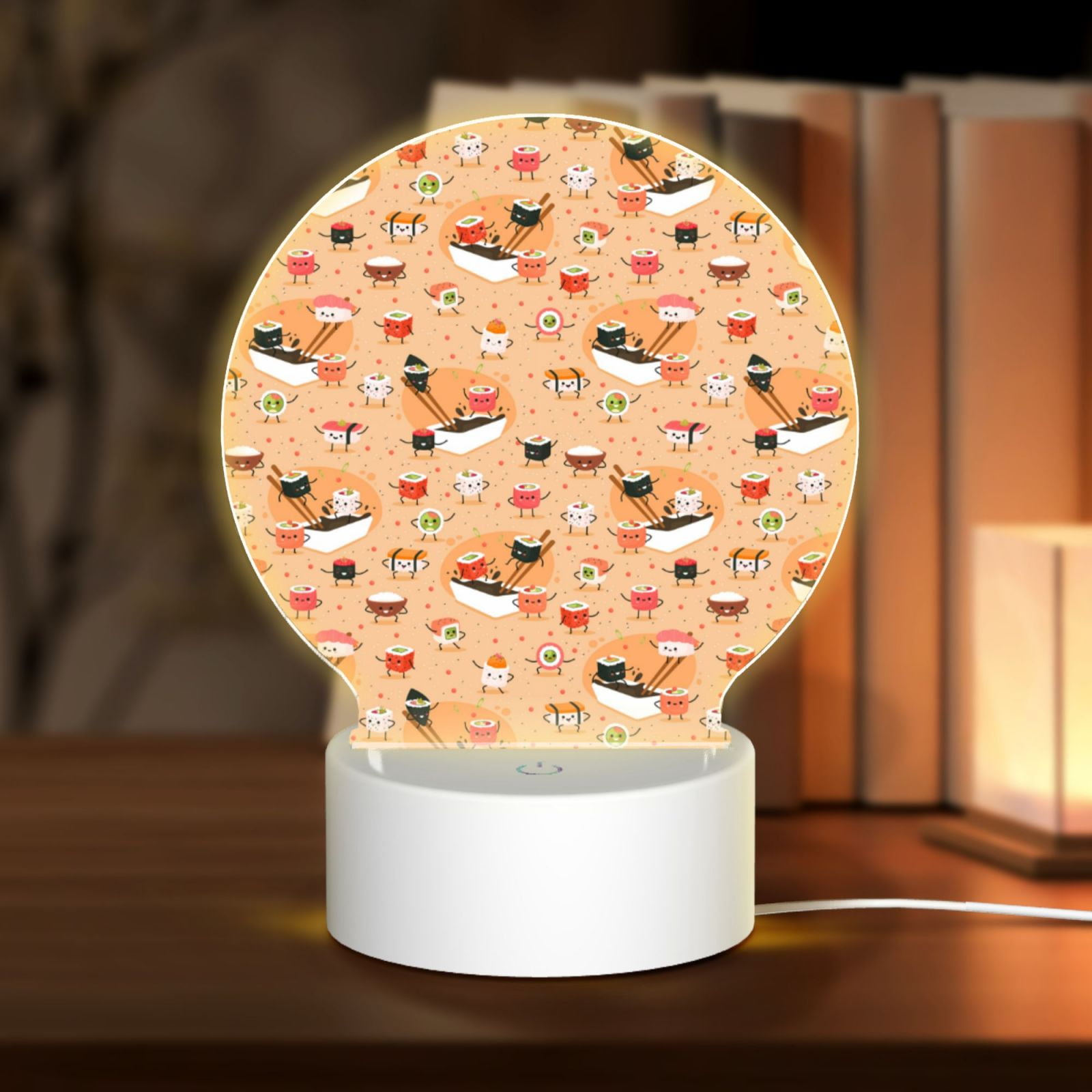 Daiia Funny Sushi Pattern Acrylic Night Light, LED Touch Light, Bedroom ...