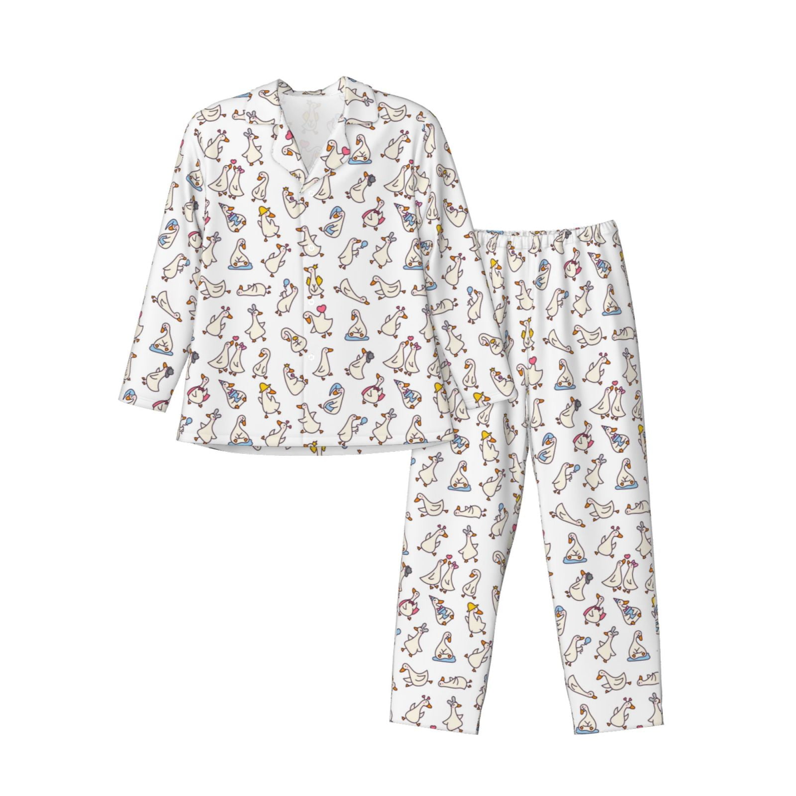 Daiia Funny goose birds for Men's Long-Sleeved Pajama Set – Soft ...