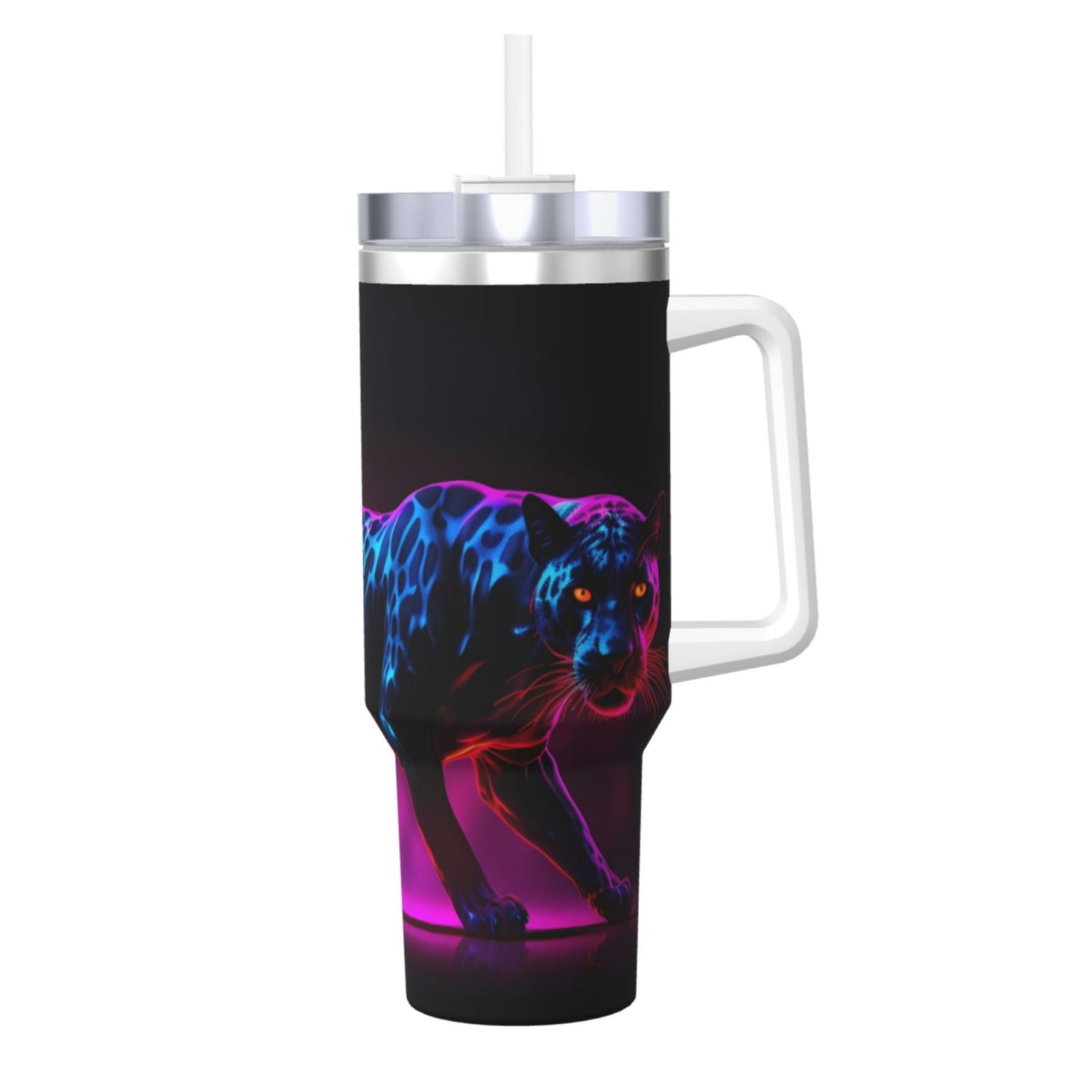 Daiia Futuristic Purple Panther A、 Printed 40 oz Tumbler with Handle ...