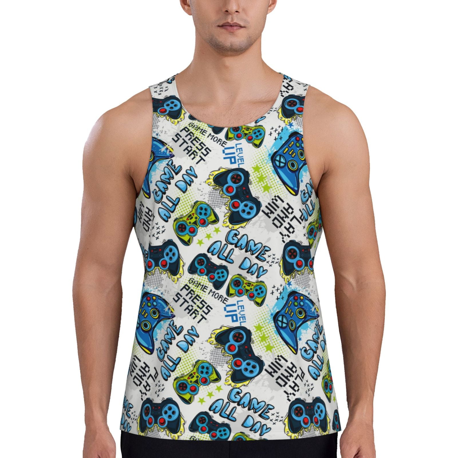 Daiia Game All Day Printed Men's Quick Dry Fit Muscle Tank Top Slim-Fit ...
