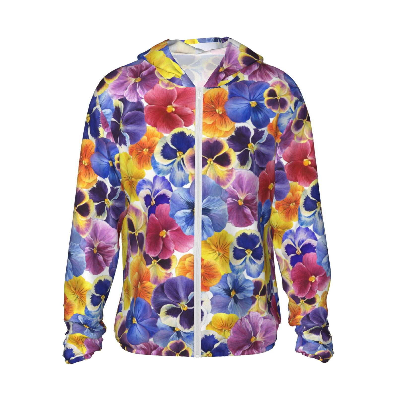 Daiia The Garden Tricolor Pansy Flower UPF 50+ Sun Protection Hoodie ...