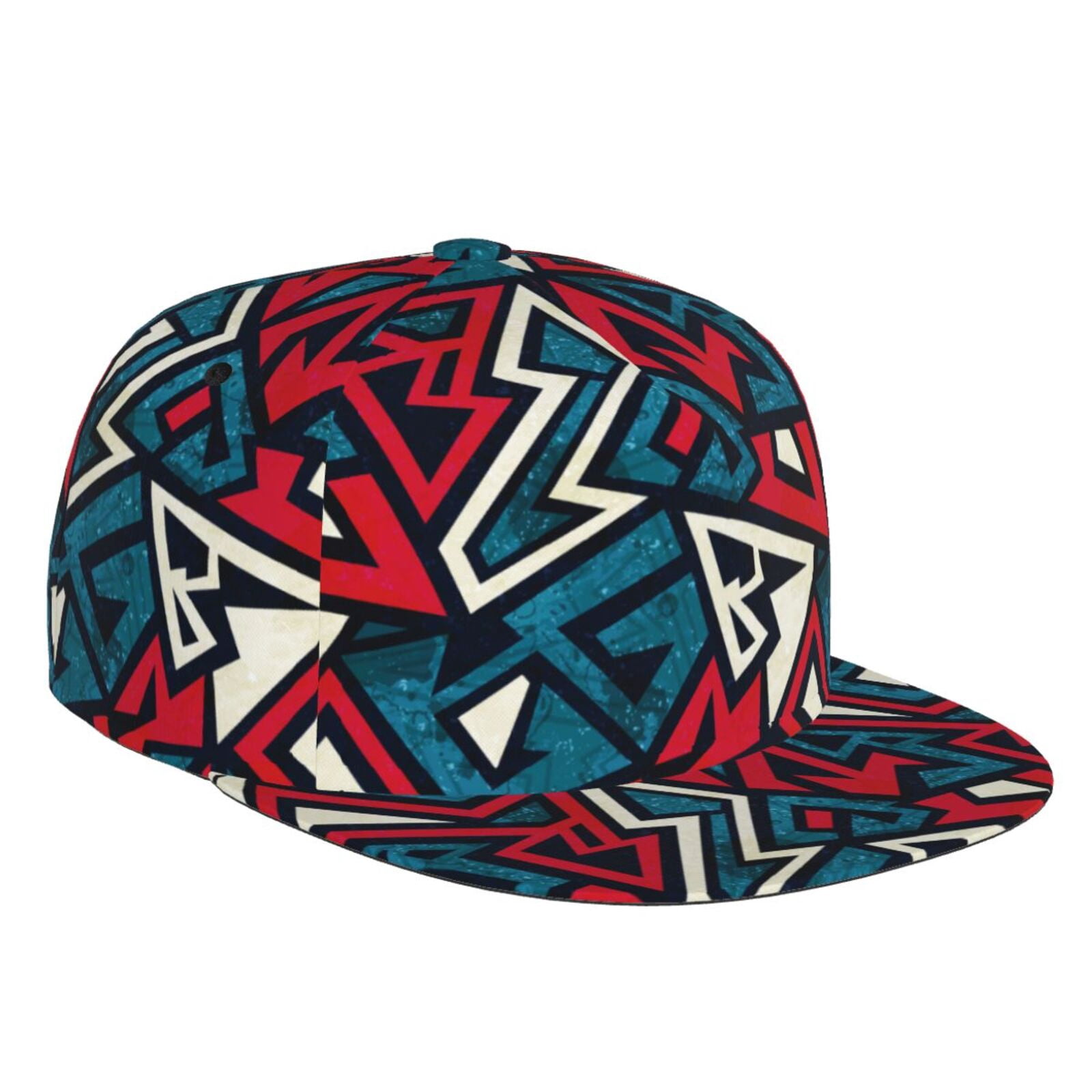 Daiia Geometric Elements print Flat Bill Hats Flat Brim Trucker Cap ...
