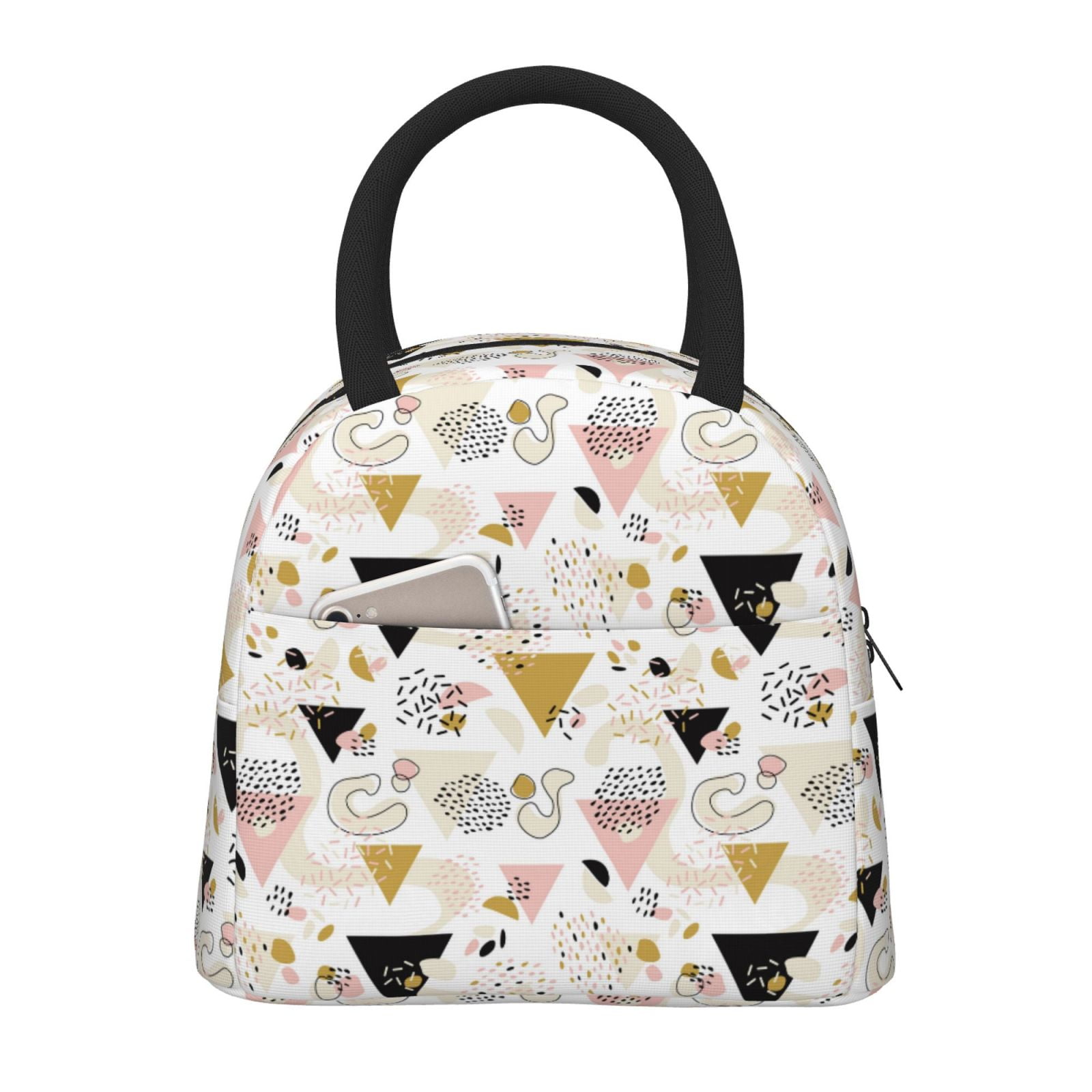 Daiia Geometric Triangle Pattern Lunch Bag , Insulated Lunch Box, Small ...