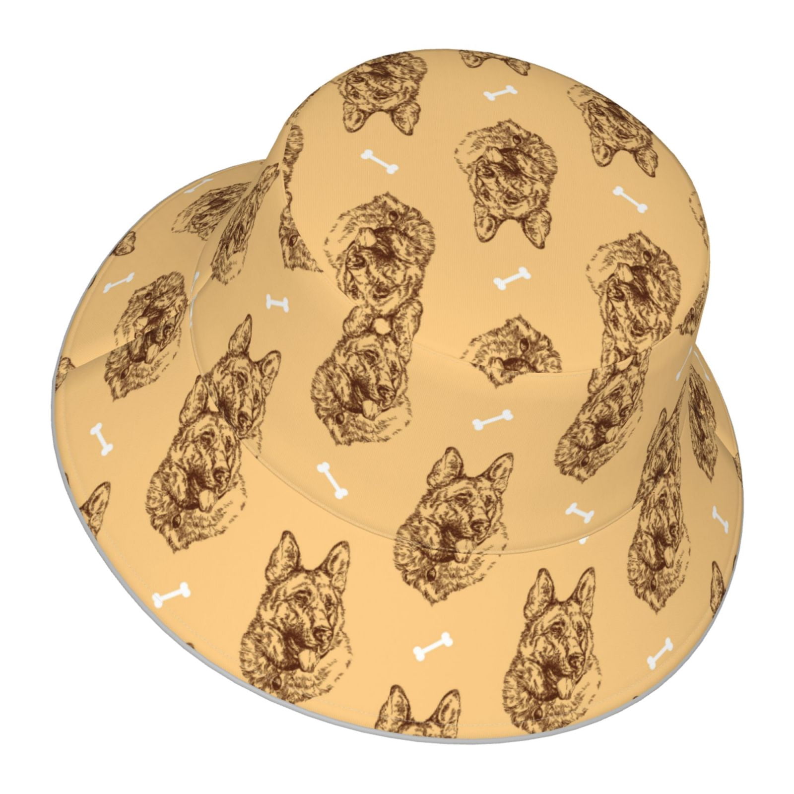 Daiia German Shepherd Dog Pattern Bucket Hat - Trendy Cotton Sun Hat ...