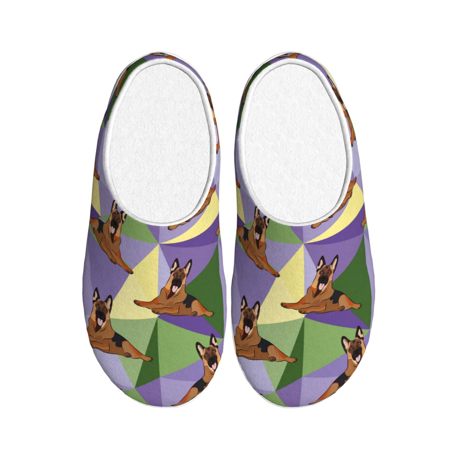 Daiia German Shepherd Dog Print Women’s Fuzzy Slippers Memory Foam ...