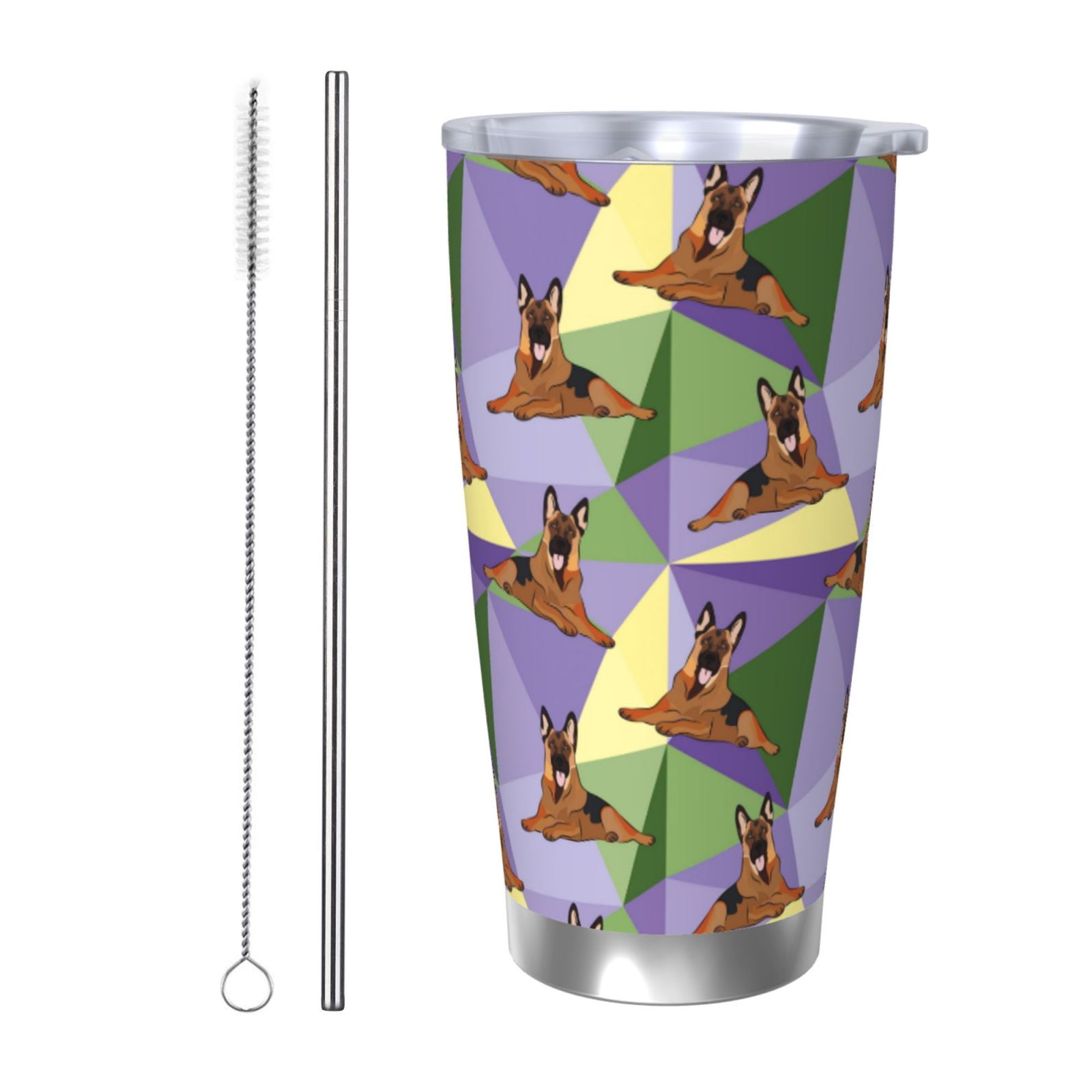 Daiia German Shepherd Dog Printed 20oz Insulated Coffee Cup with Straw ...