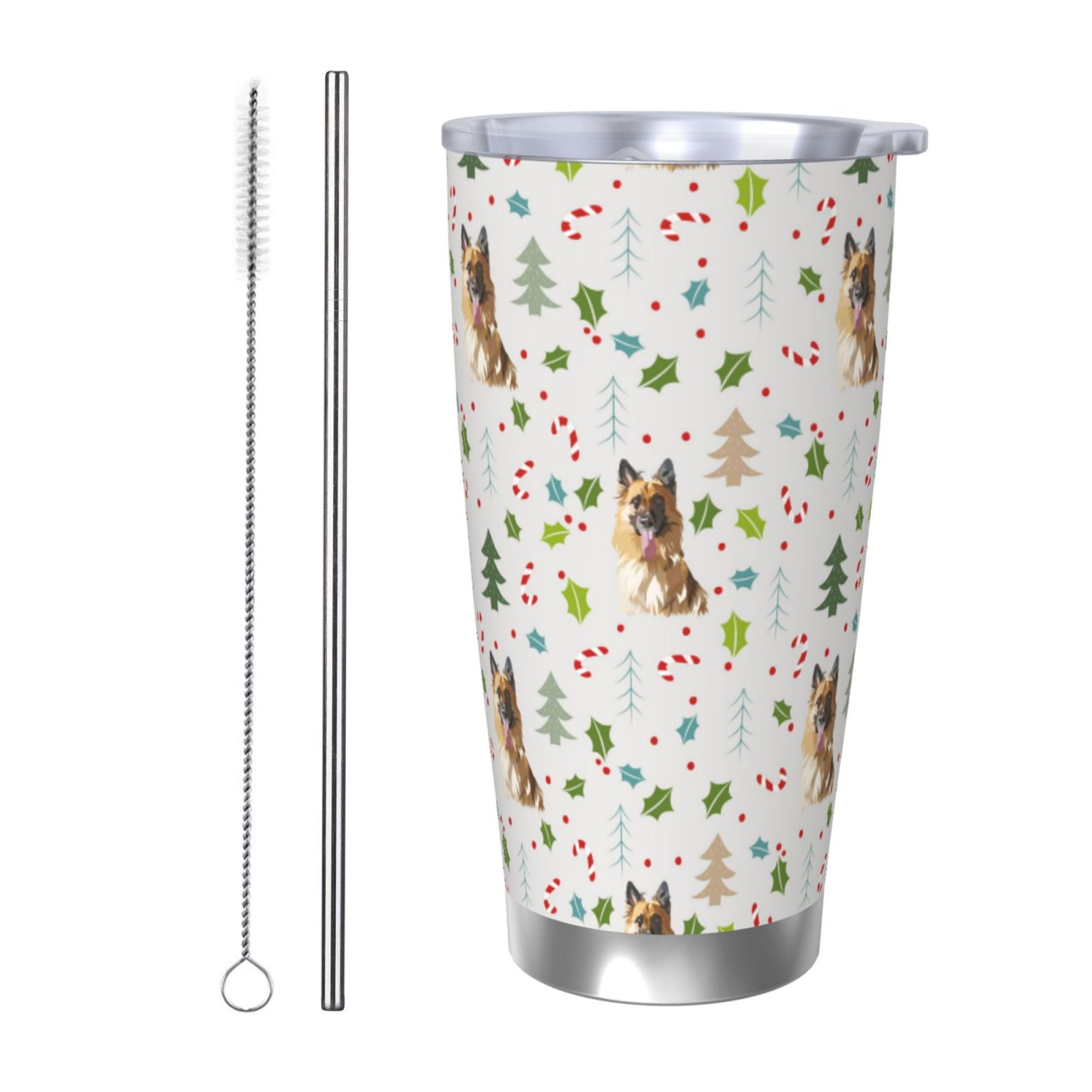 Daiia German Shepherd Dog Printed 20oz Insulated Coffee Cup with Straw ...