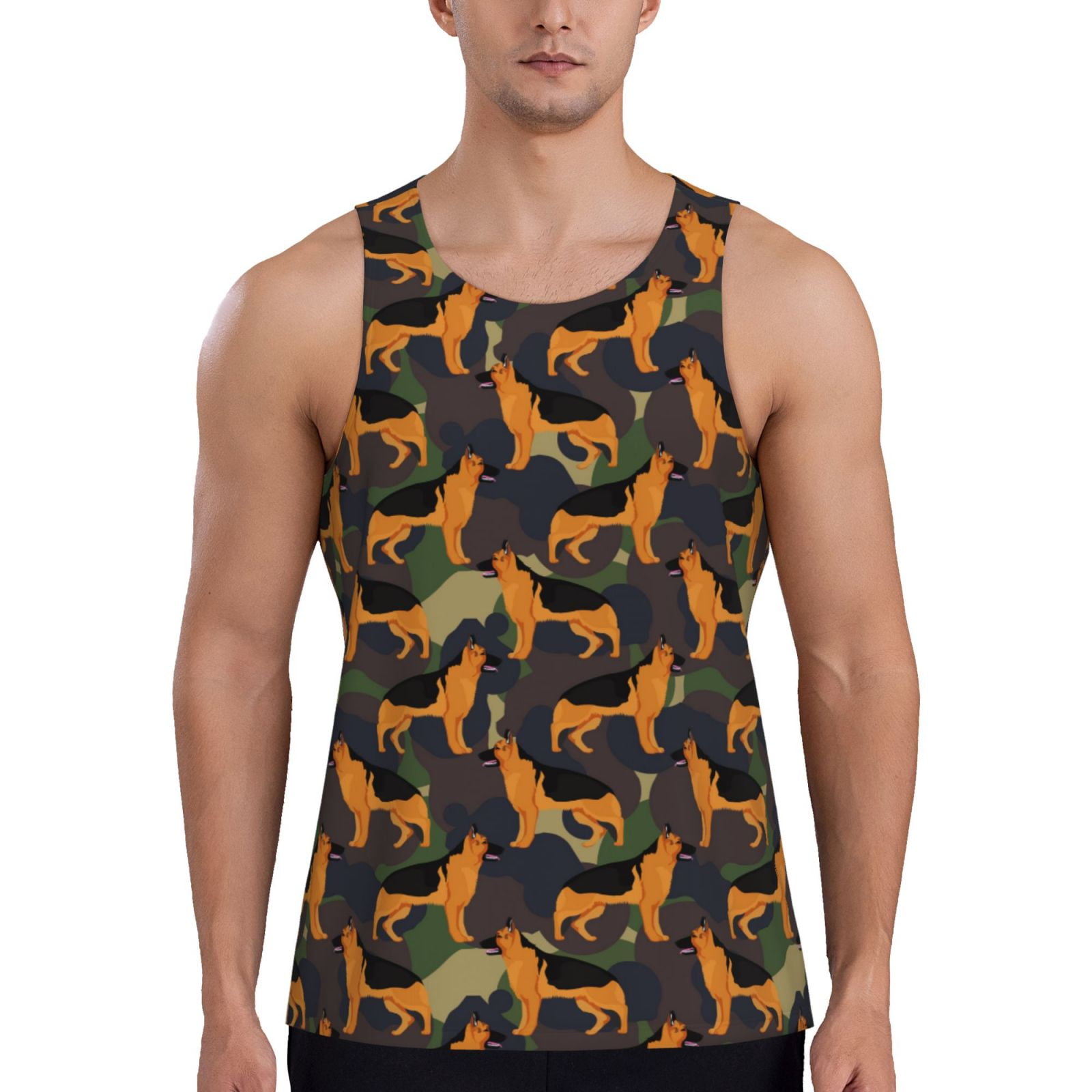 Daiia German Shepherd Dog Printed Men's Quick Dry Fit Muscle Tank Top ...