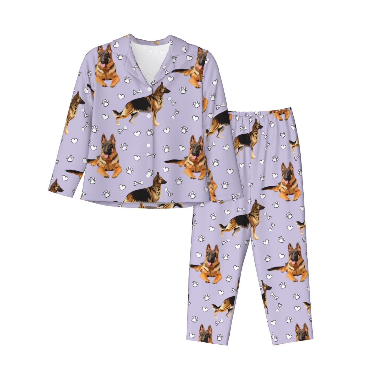 Daiia German Shepherd Dog for Women's Long-Sleeved Pajama Set – Soft ...