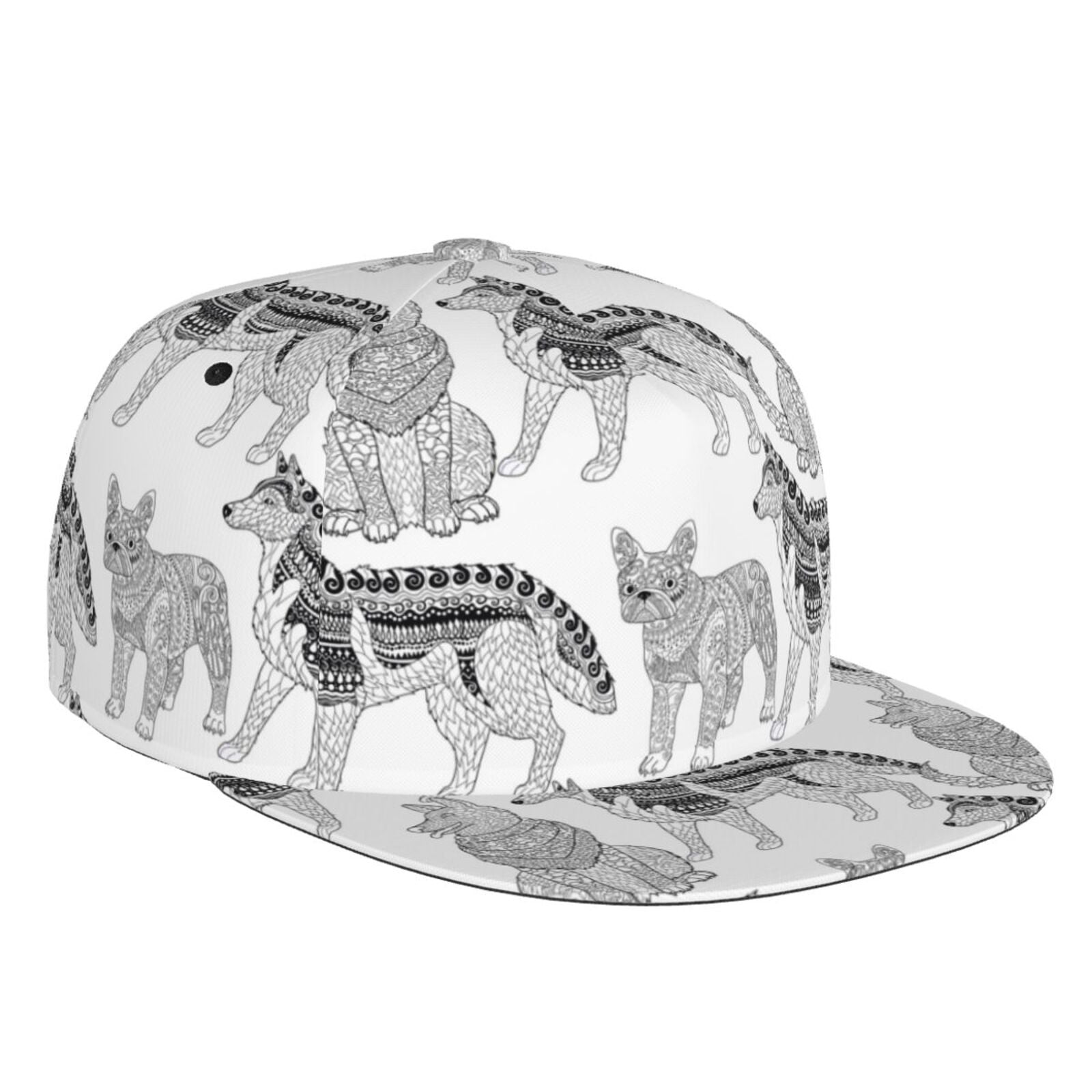 Daiia German Shepherd Dog print Flat Bill Hats Flat Brim Trucker Cap ...