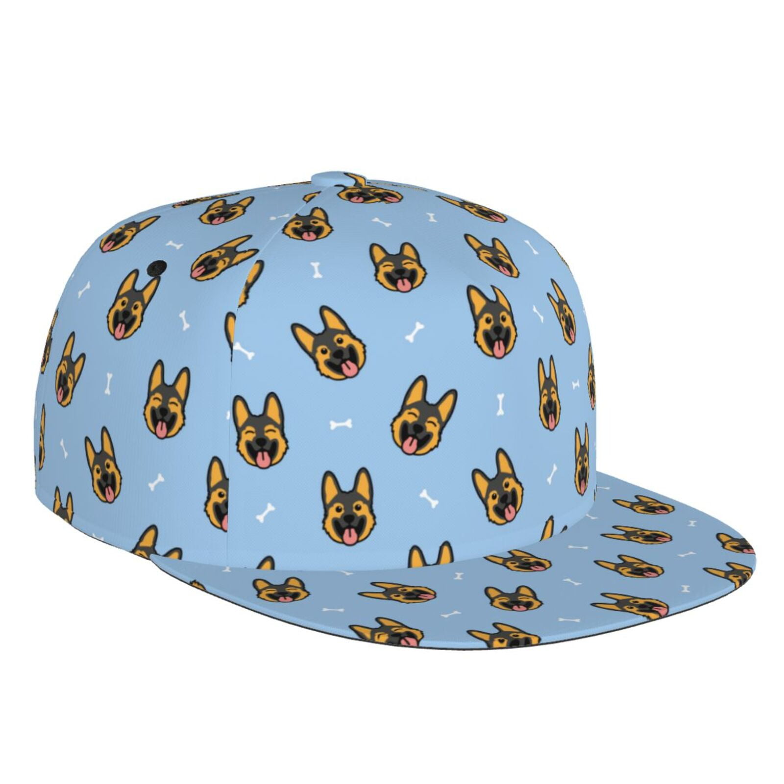 Daiia German Shepherd Puppy print Flat Bill Hats Flat Brim Trucker Cap ...