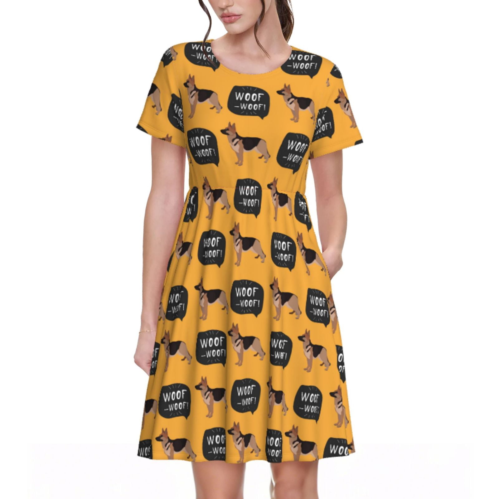 Daiia German Shepherd Woof Print Women's Dresses 2025 Trendy Short ...