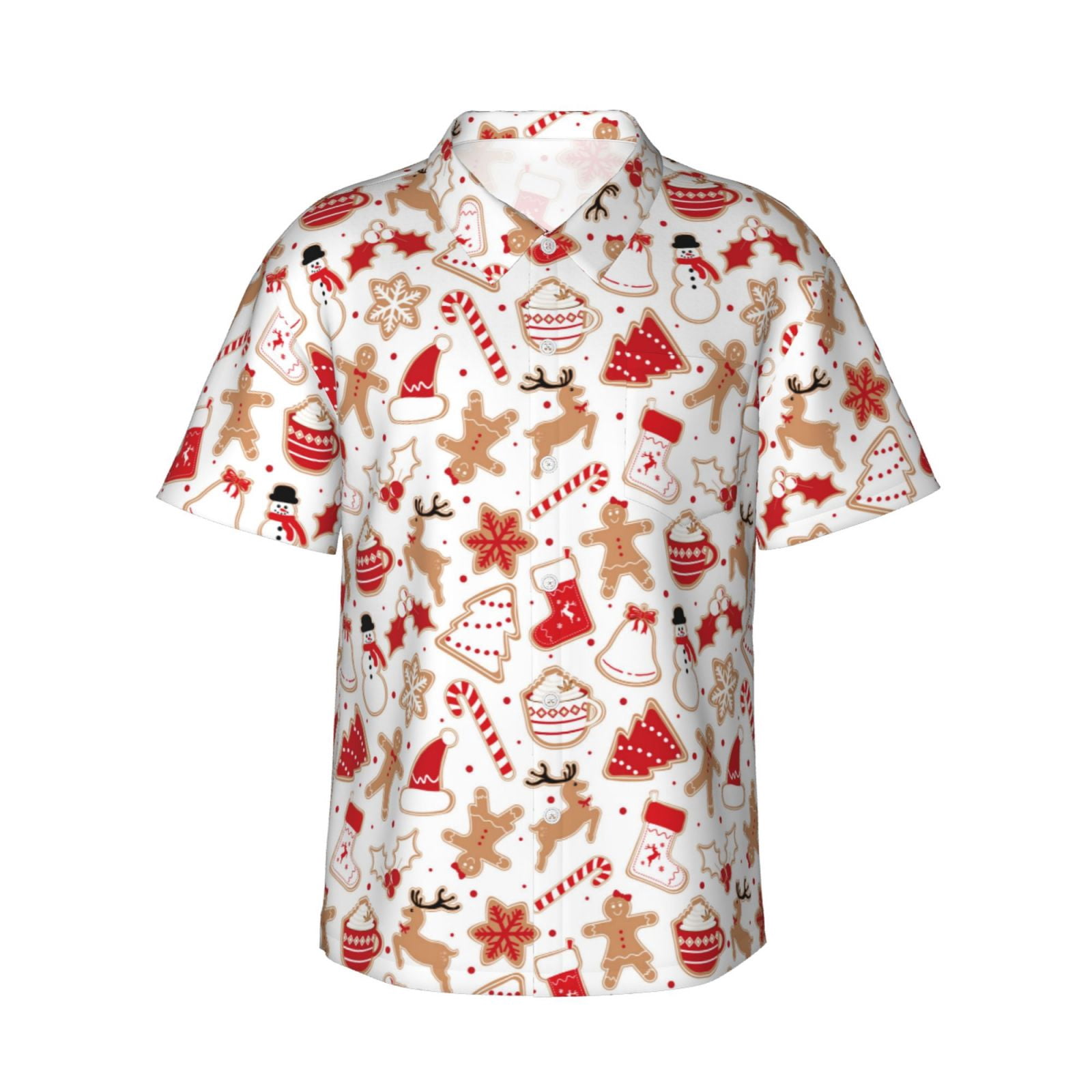 Daiia Gingerbread Holiday Sweets Hawaiian Shirt for Men Gentle Cotton ...