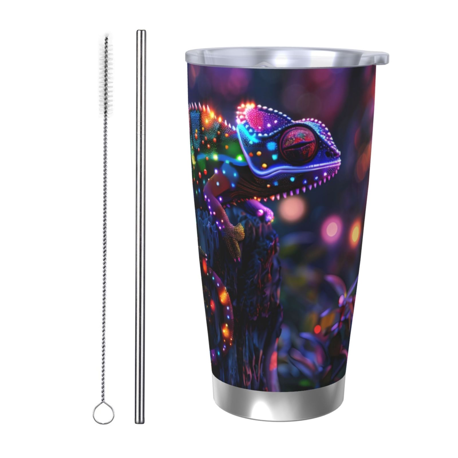 Daiia Glowing Chameleon Fantasy Art Printed 20oz Insulated Coffee Cup ...
