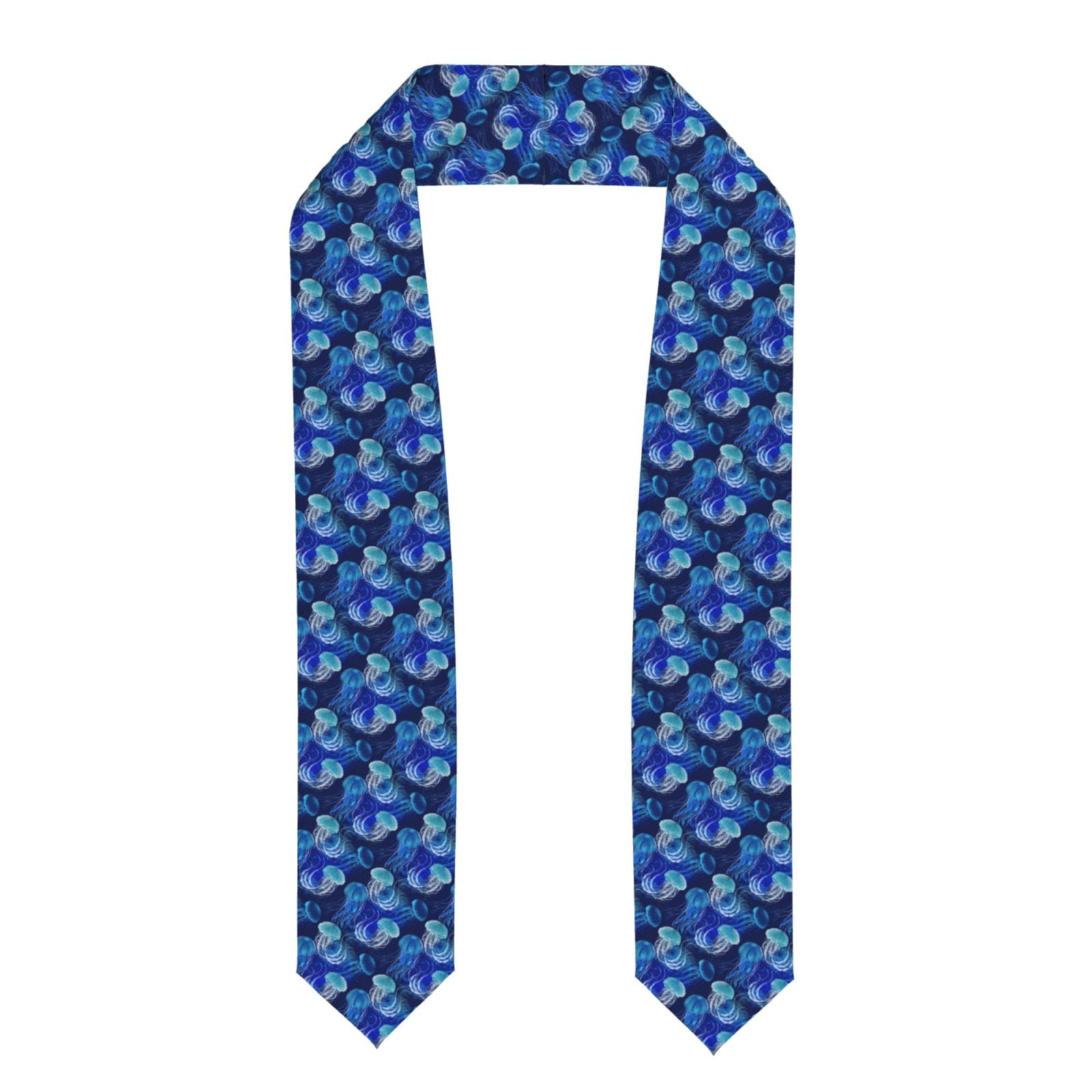 Daiia Glowing Jellyfish Pattern Pattern Graduation Shawl Stole – Satin ...