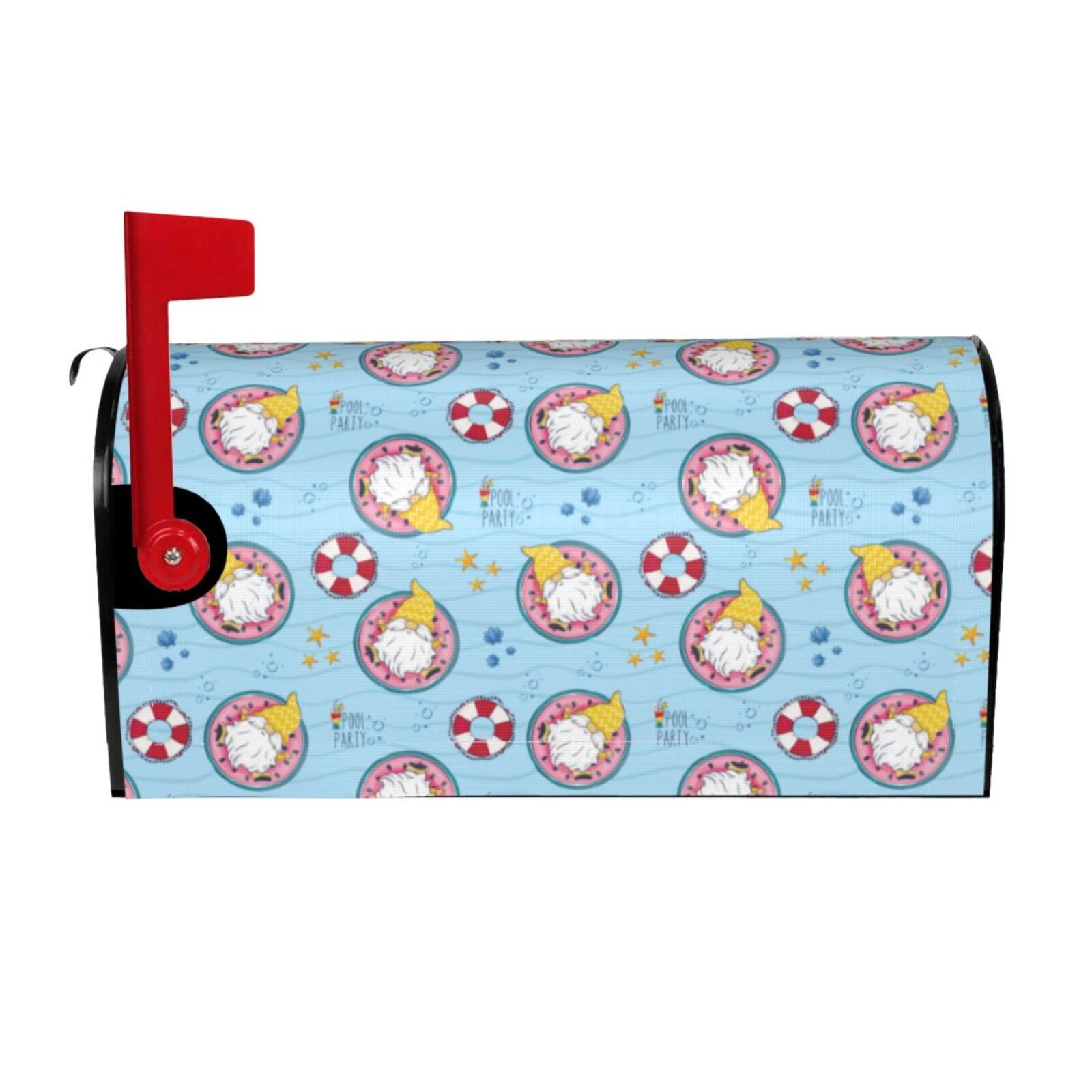 Daiia Gnome Pool Party Mailbox Cover , Magnetic Welcome Mailbox Wraps ...