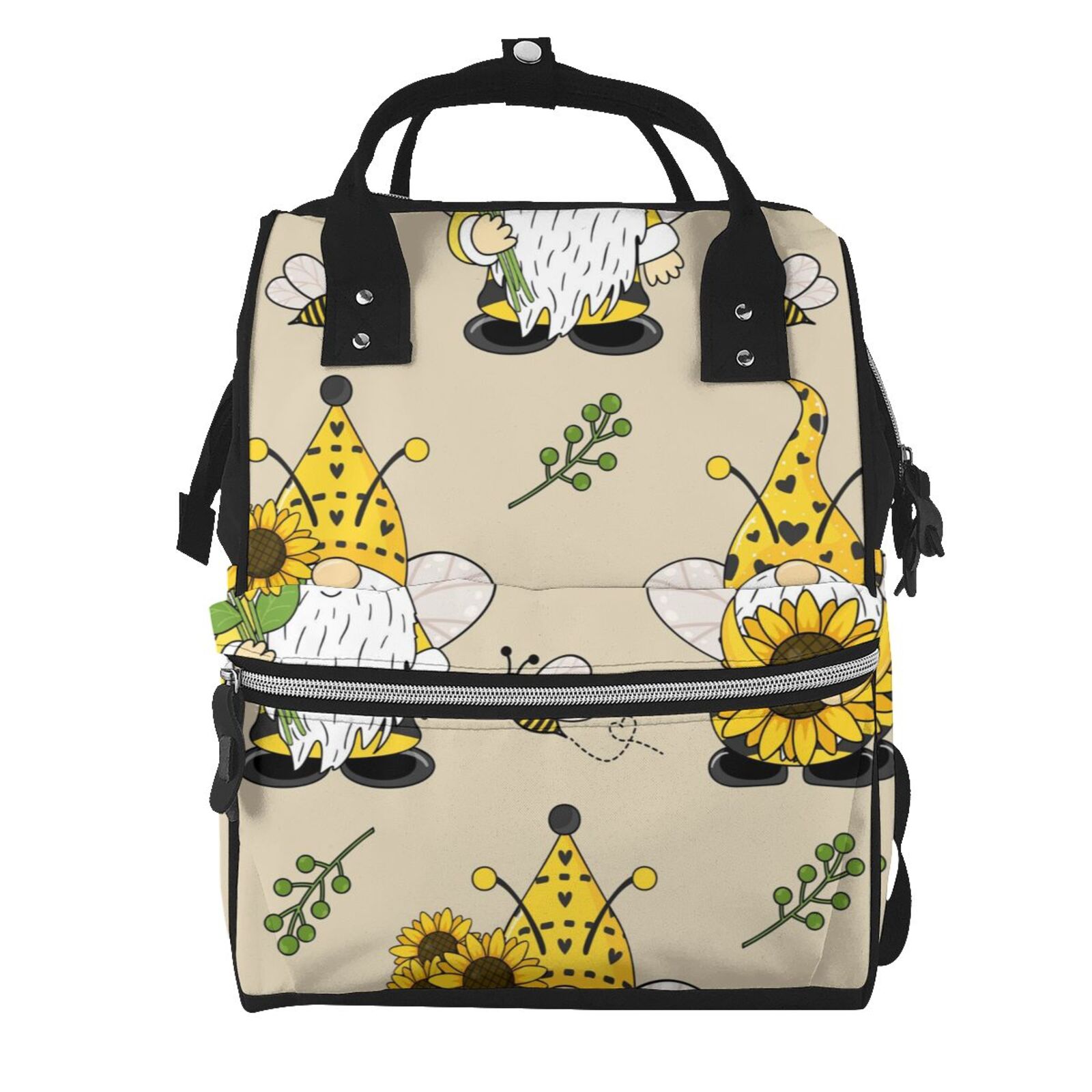 Daiia Gnomes Bees And Sunflowers Large Capacity Baby Bag Waterproof ...