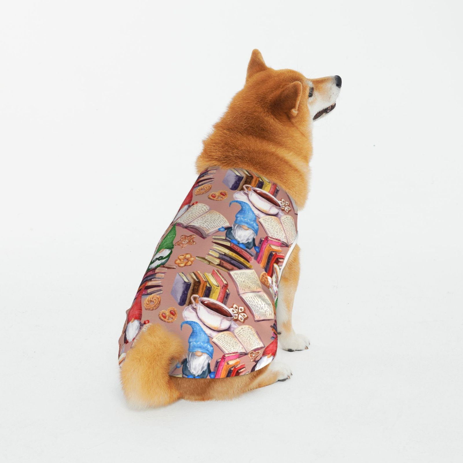 Daiia Gnomes Books Tea Cups Pattern Dog Clothes Dogs Cats Sweater Soft ...