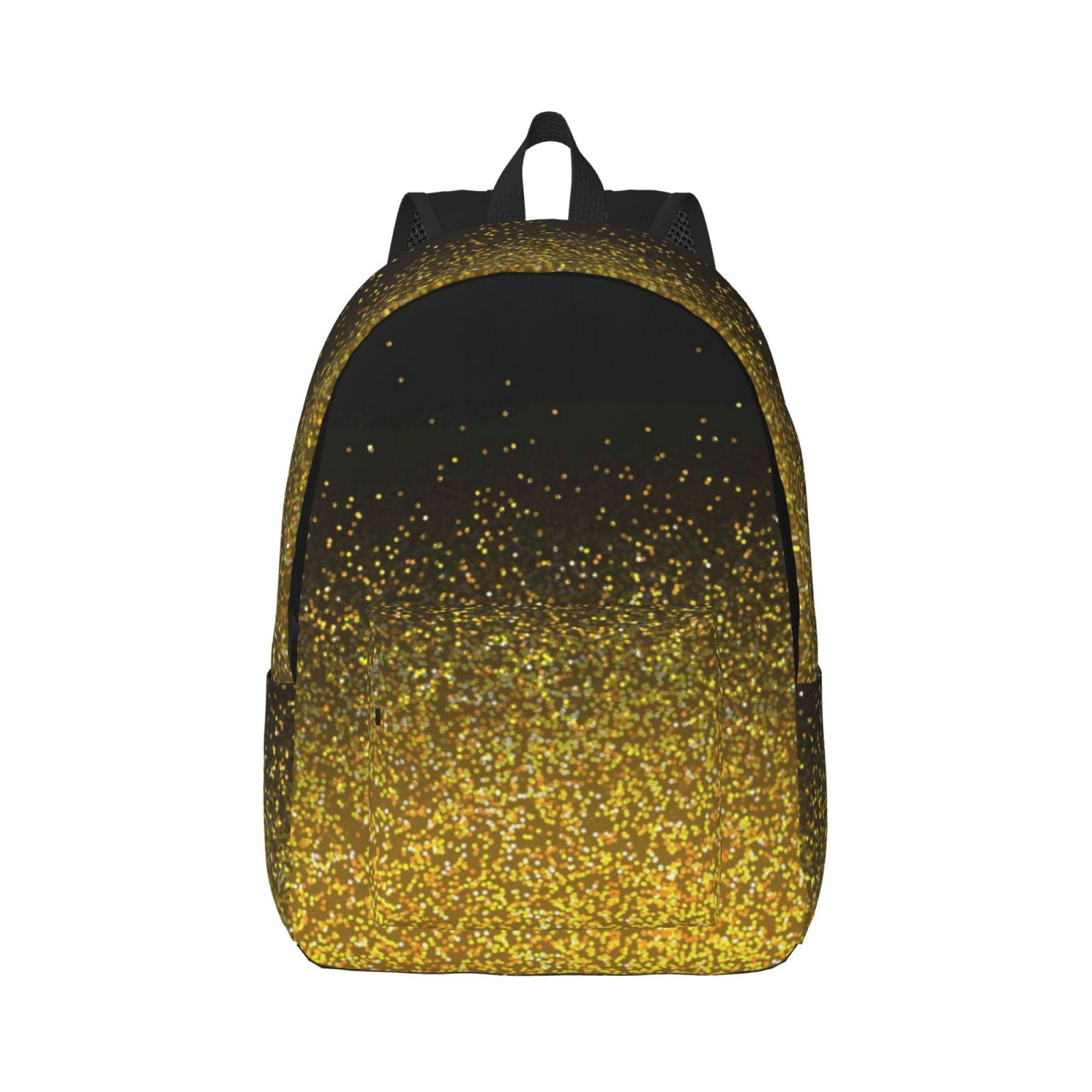 Daiia Gold Glitter Gradient Vintage Canvas Backpack for Men and Women ...