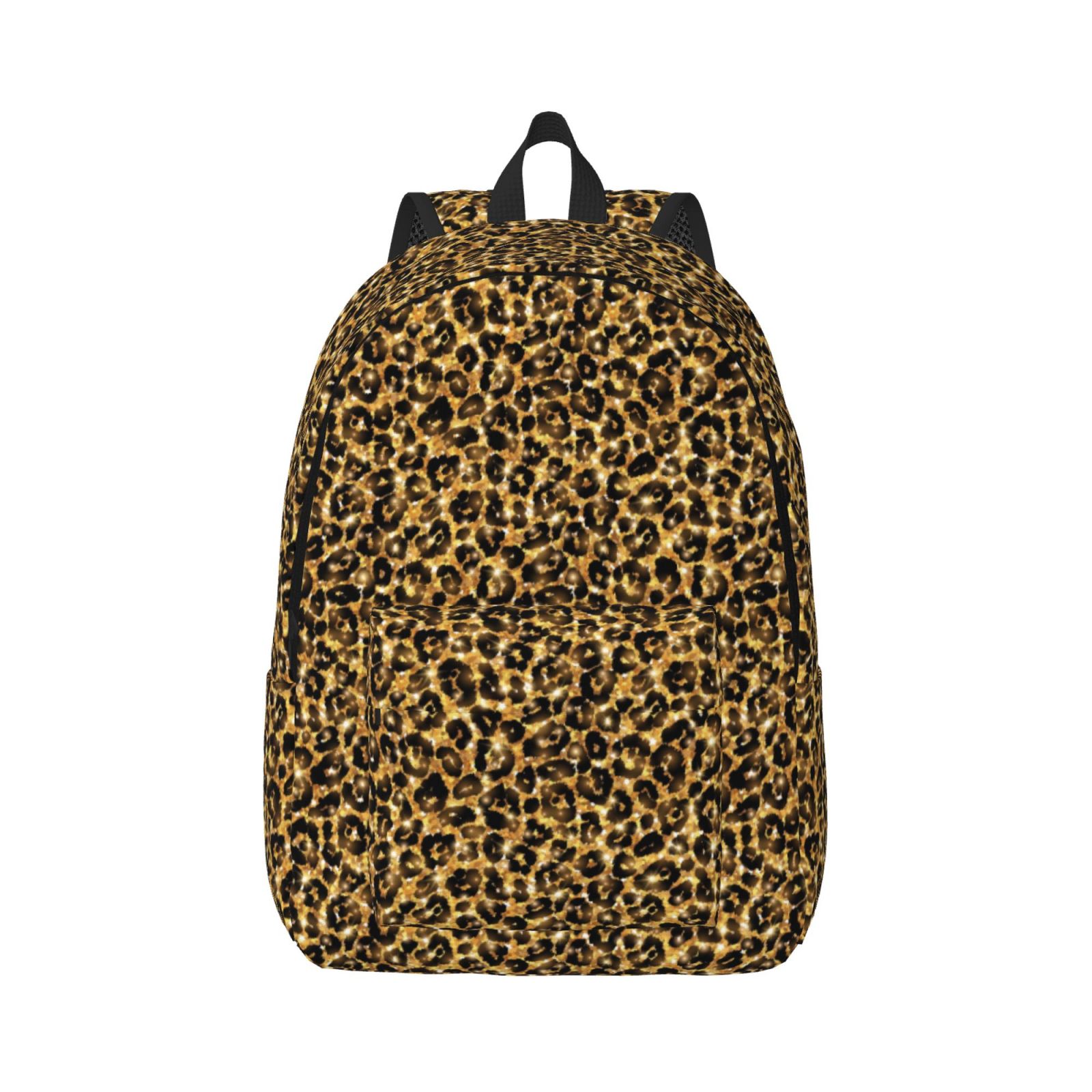 Daiia Gold Glitter Leopard Vintage Canvas Backpack for Men and Women ...