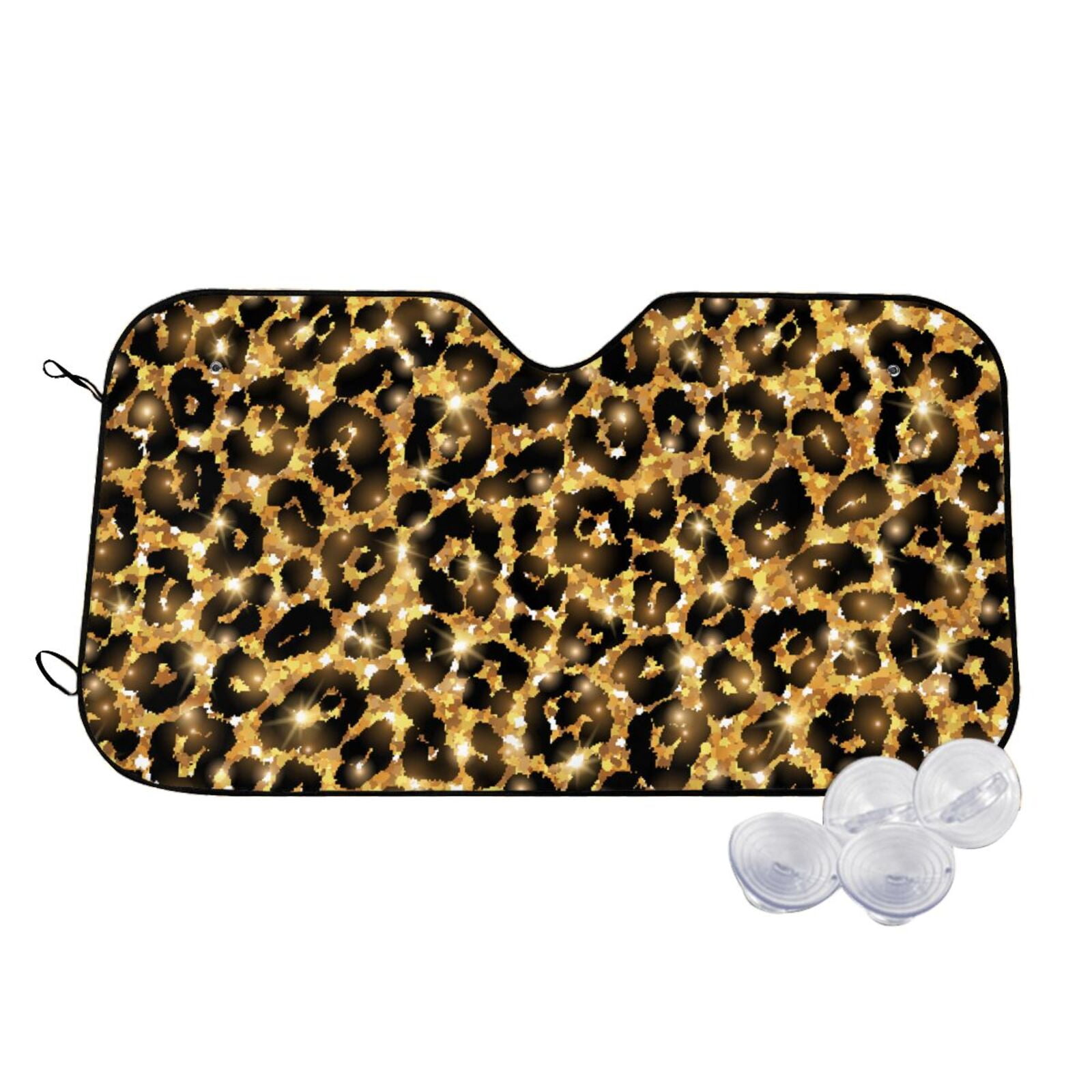 Daiia Gold Glitter Leopard Windshield Sun Shade for Car SUV Truck ...