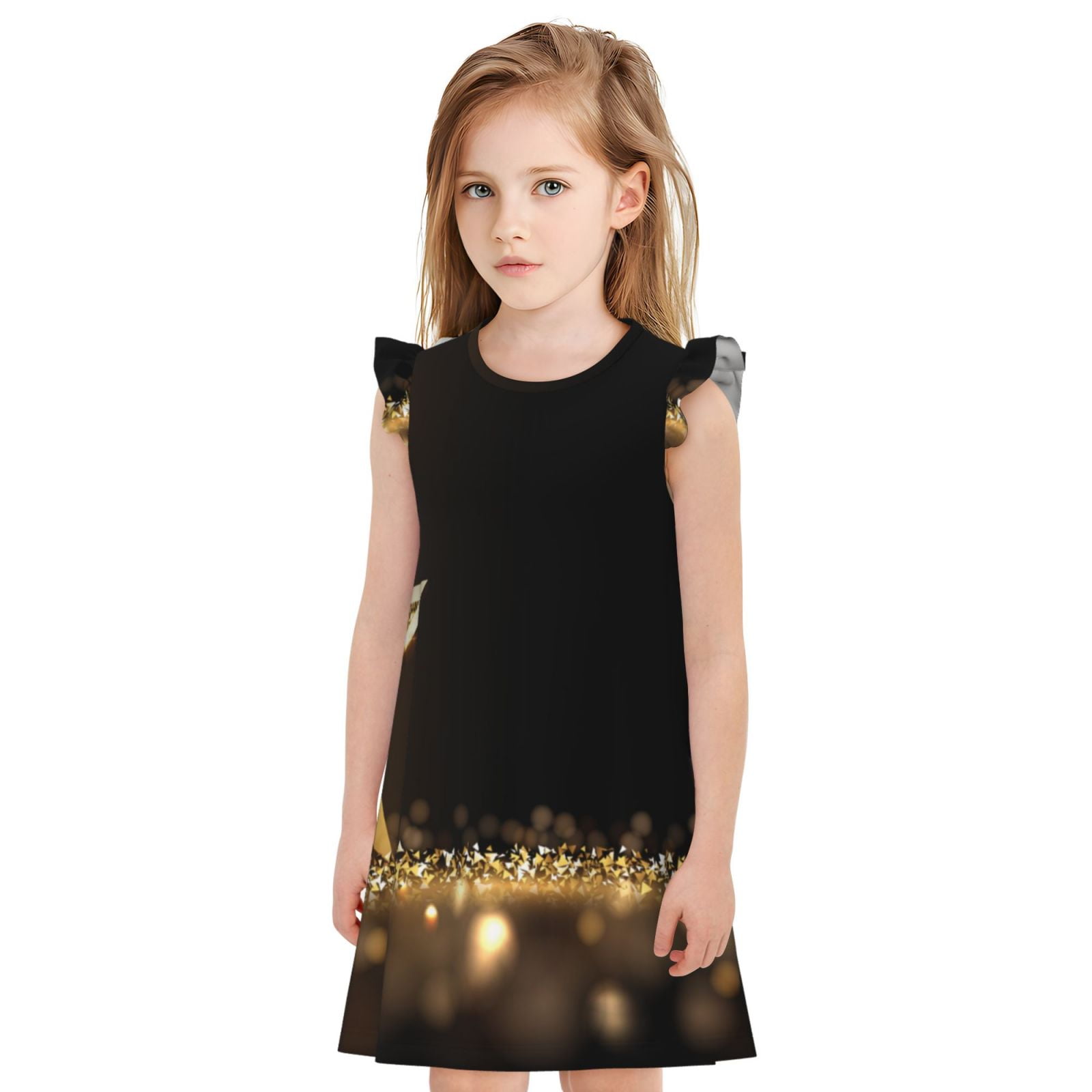 Daiia Gold Glittering Stars Print Girls Nightgowns, Unicorn Nightgown ...