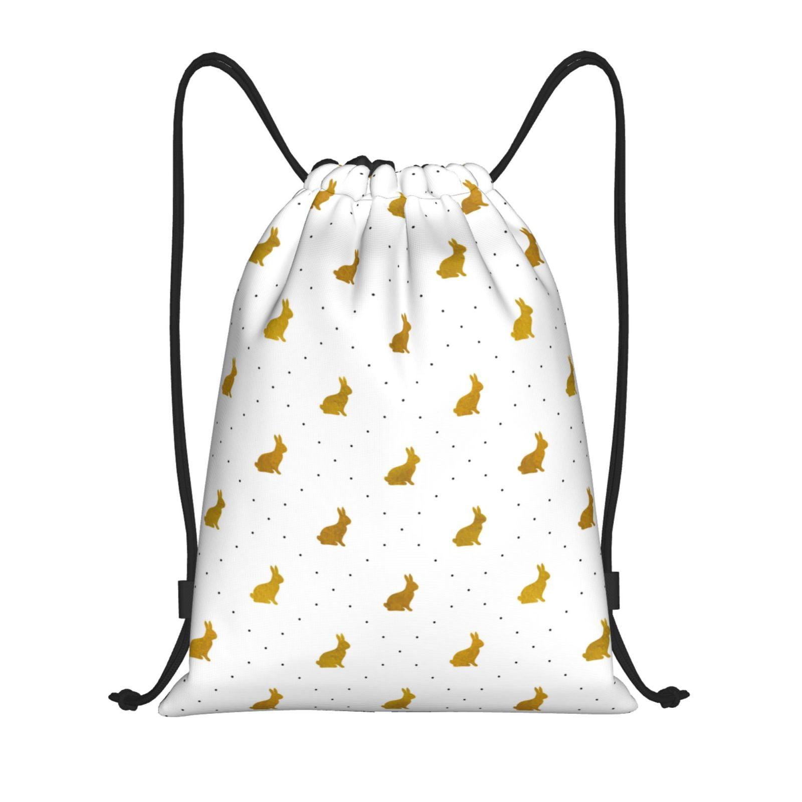 Daiia Gold Rabbit Pattern Drawstring Backpack, Gym Bag, Lightweight ...