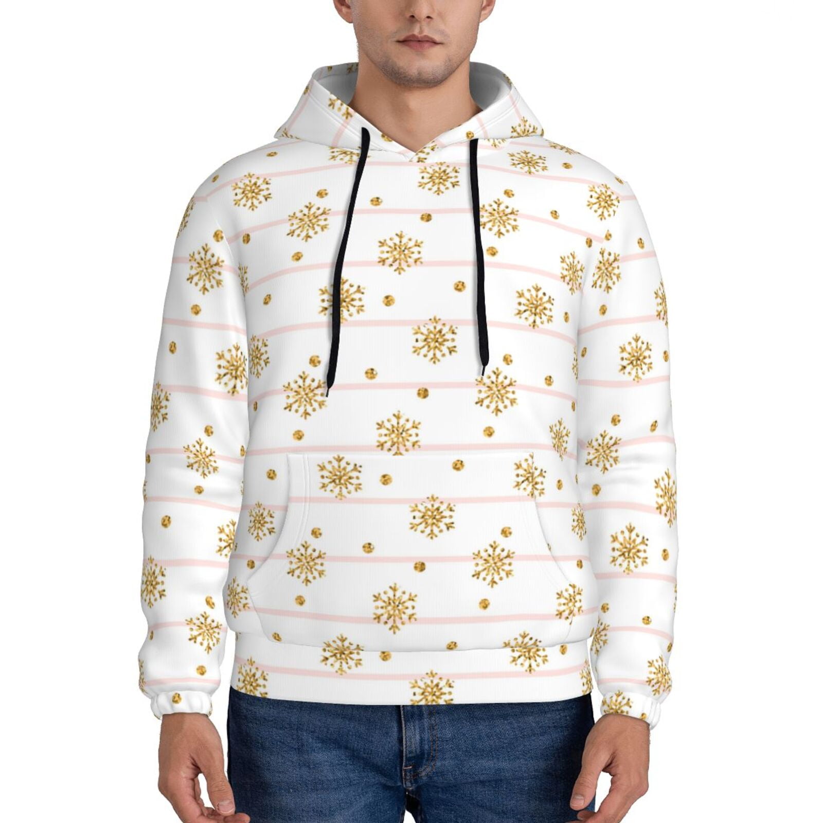 Daiia Gold Snowflake Stripes for Men's Fashion Hoodies & Sweatshirts ...