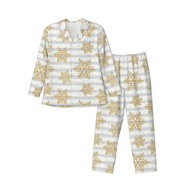 Daiia Gold Snowflake for Men's Long-Sleeved Pajama Set – Soft ...