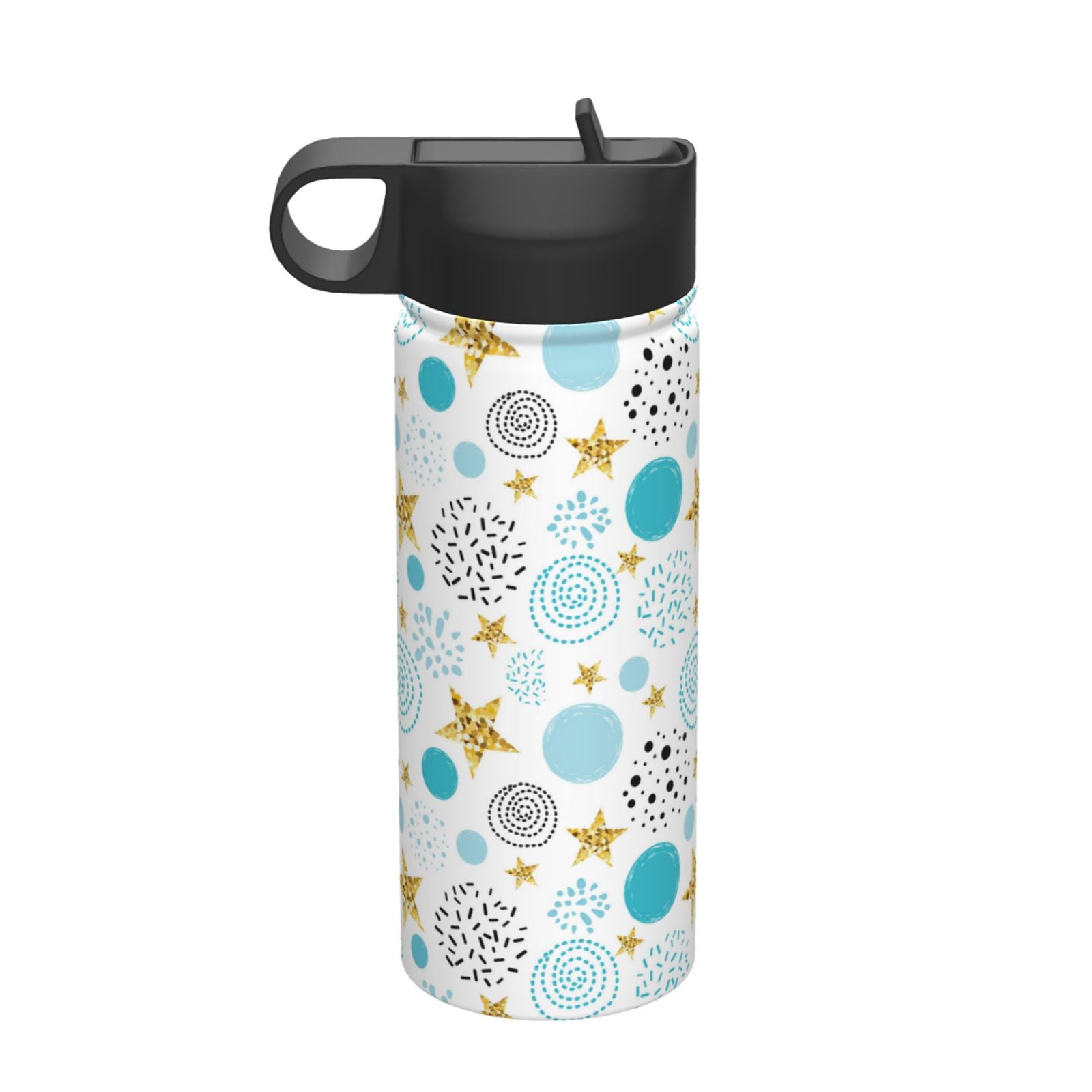 Daiia Gold Stars Blue Dots Pattern Printed 18oz Sports Insulated Kettle ...