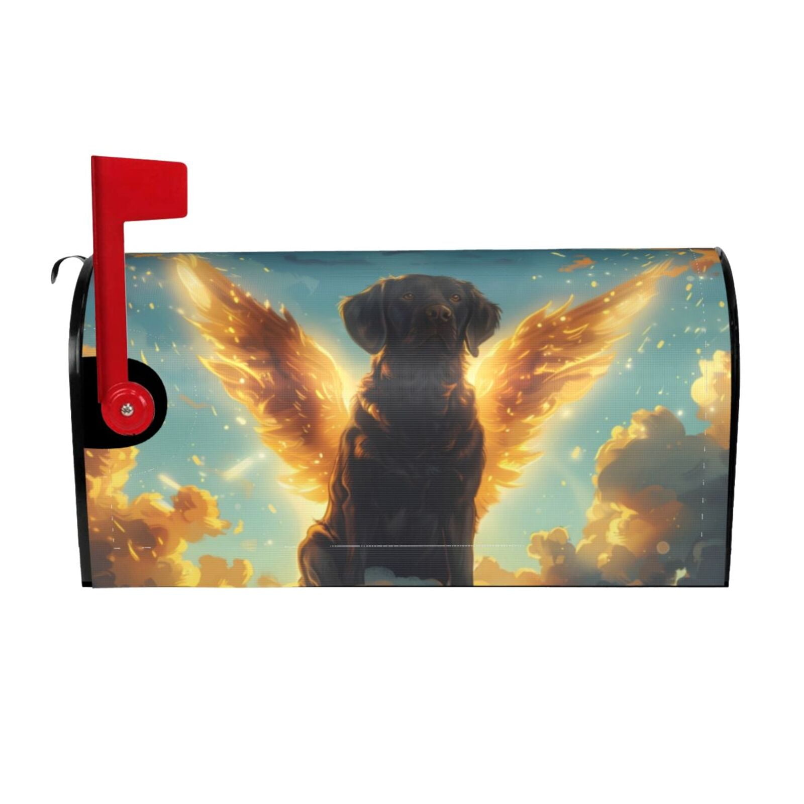 Daiia Golden Cloud Winged Dog Mailbox Cover , Magnetic Welcome Mailbox ...