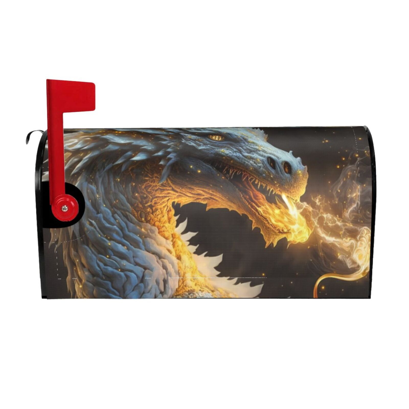 Daiia Golden White Fire Dragon Mailbox Cover , Magnetic Welcome Mailbox ...