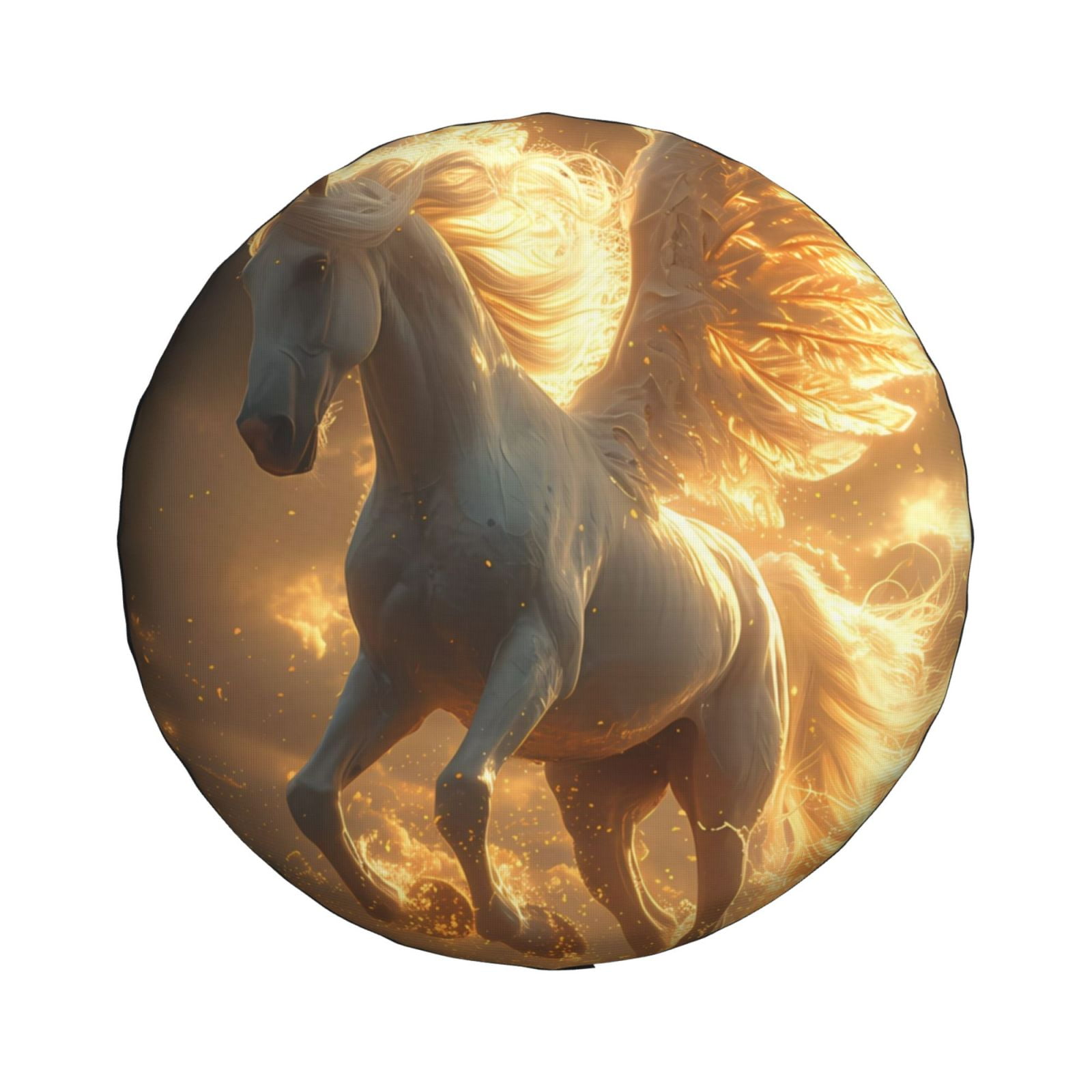 Daiia Golden Winged White Horse Tire Covers , Travel Trailer Camper ...