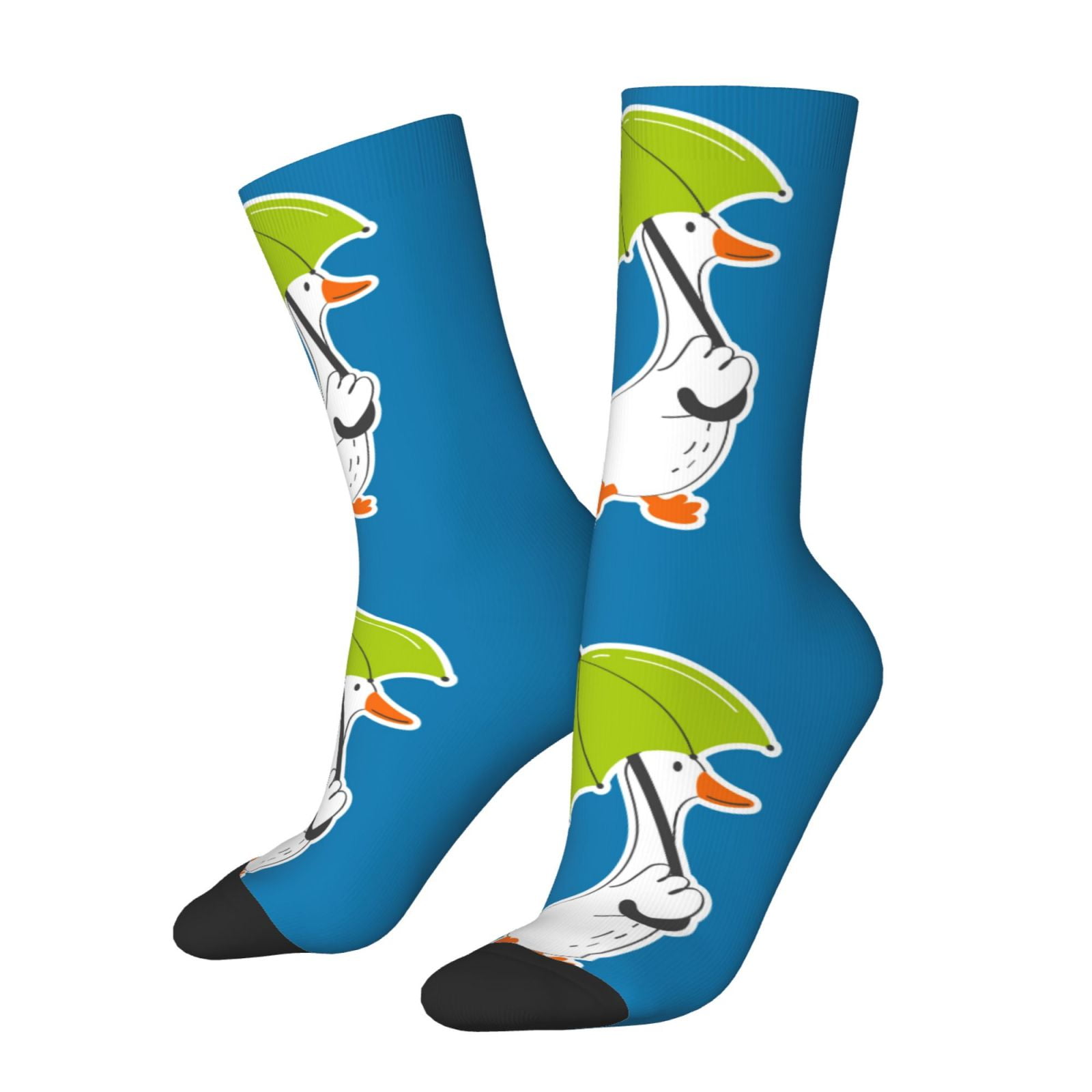 Daiia Goose Holding an Umbrella Print Crew Socks – Soft Breathable Long ...