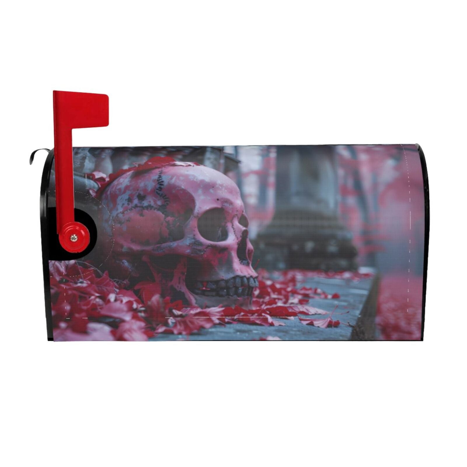Daiia Gothic Red Skull Cemetery Mailbox Cover , Magnetic Welcome ...