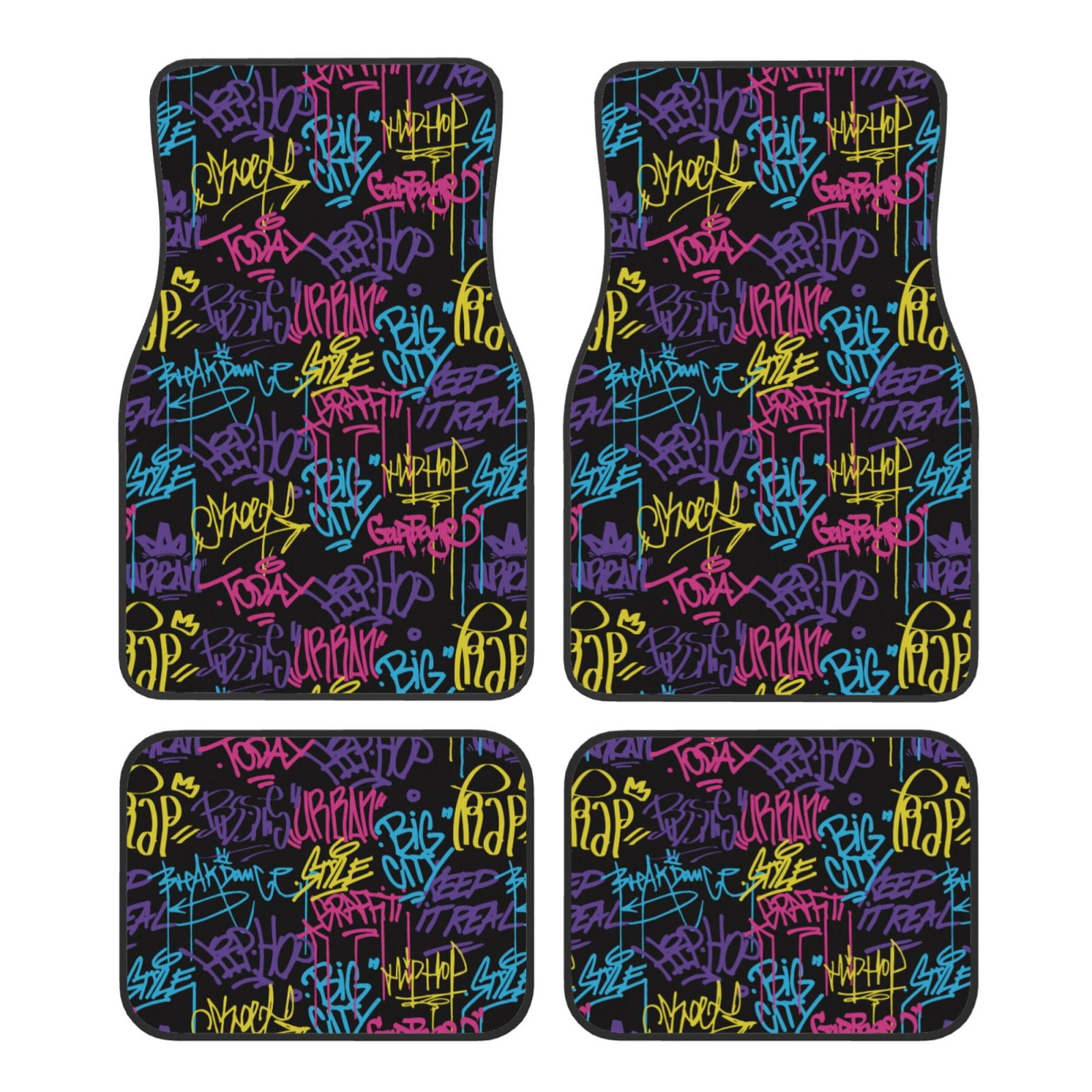 Daiia Graffiti Art Printed Car Floor Mats Set of 4, Durable Non Slip ...