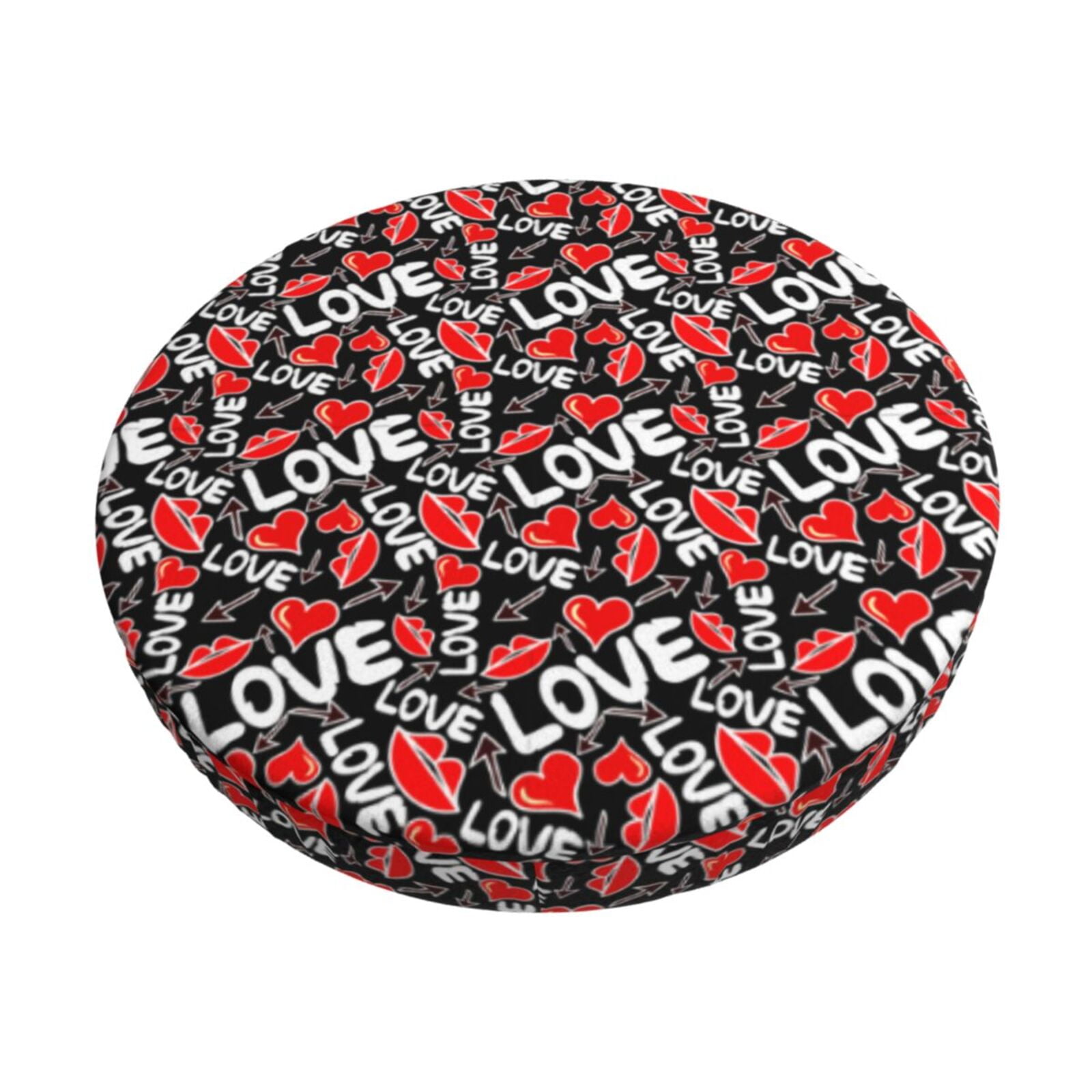 Daiia Graffiti Valentine Day Pattern Stool Covers Round,Round Bar Stool ...