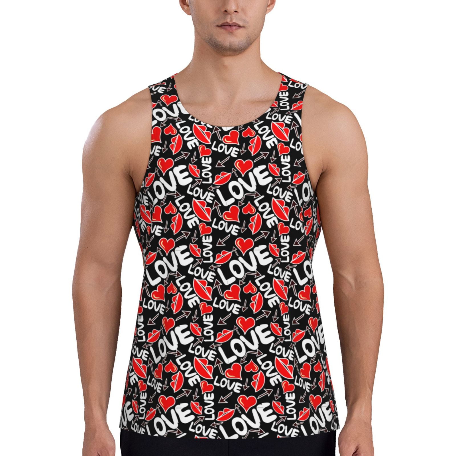 Daiia Graffiti Valentine Day Printed Men's Quick Dry Fit Muscle Tank ...
