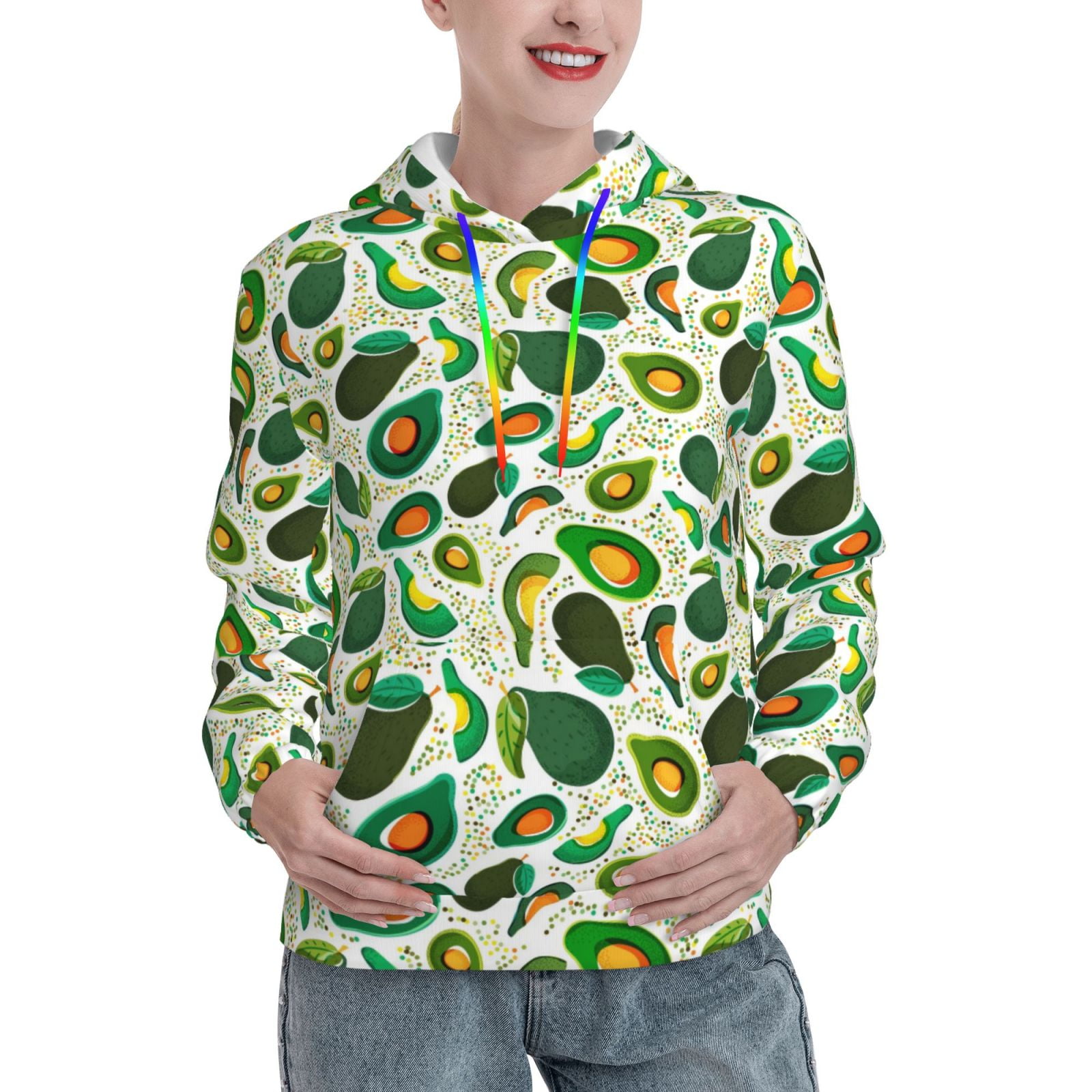 Daiia Green Avocado (2) Pattern Women's Fashion Hoodies & Sweatshirts ...