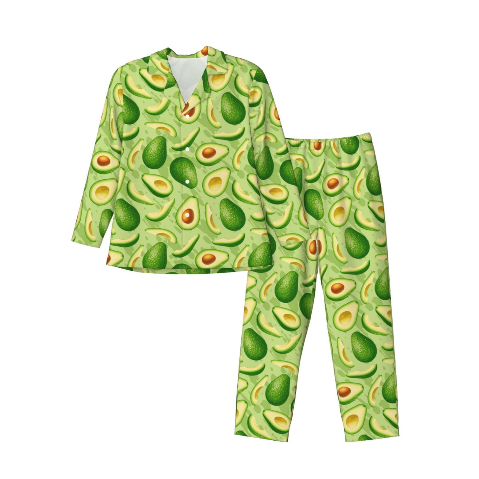 Daiia Green Avocado for Men's Long-Sleeved Pajama Set – Soft ...