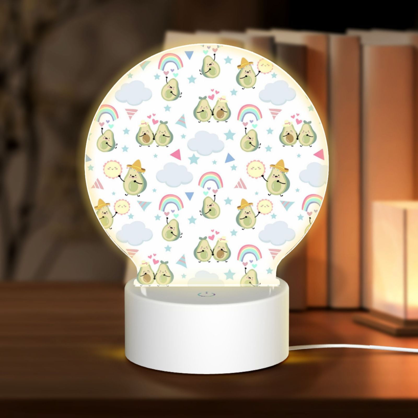 Daiia Green Blue Avocado Pattern Acrylic Night Light, LED Touch Light ...