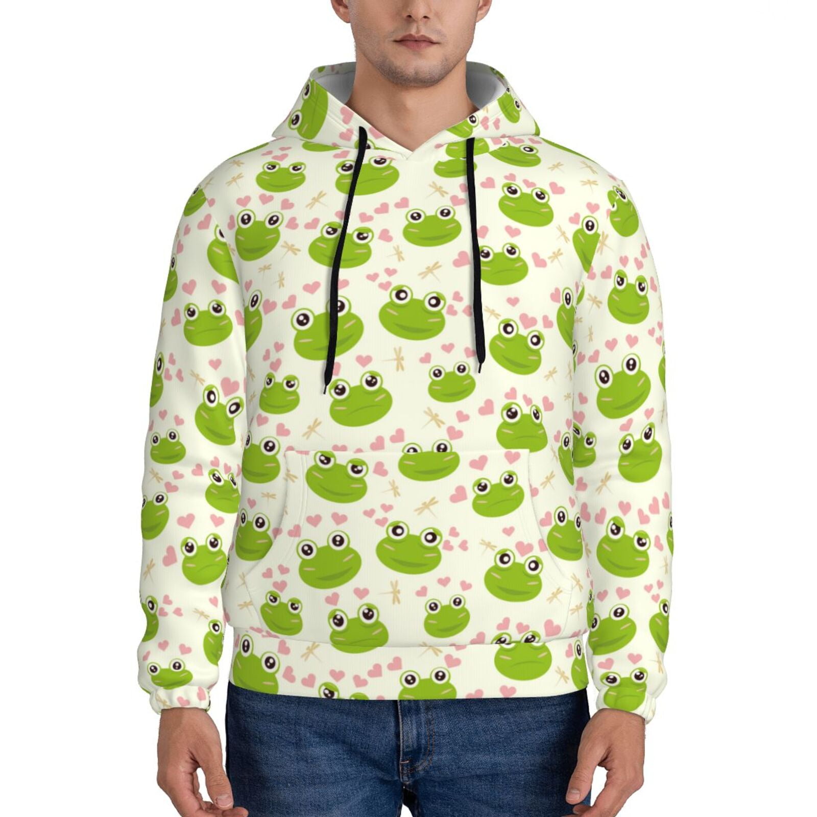 Daiia Green Frog for Men's Fashion Hoodies & Sweatshirts with Kangaroo ...
