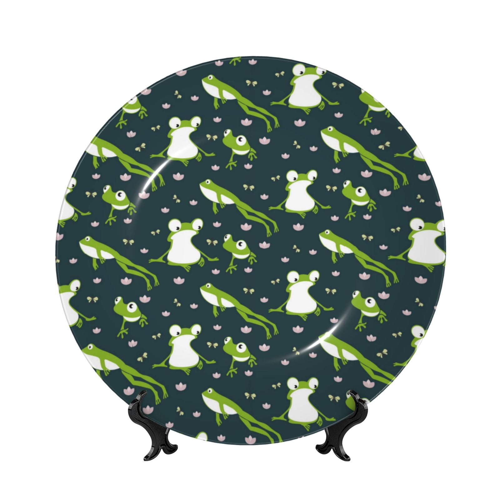 Daiia Green Frogs Printed Pattern Ceramic Plate Dinner Plates Bone ...