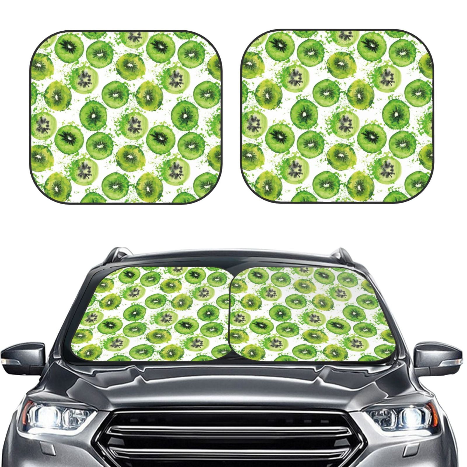 Daiia Green Kiwi 2PCS Car Windshield Sun Shade, Foldable Sun Shield for ...